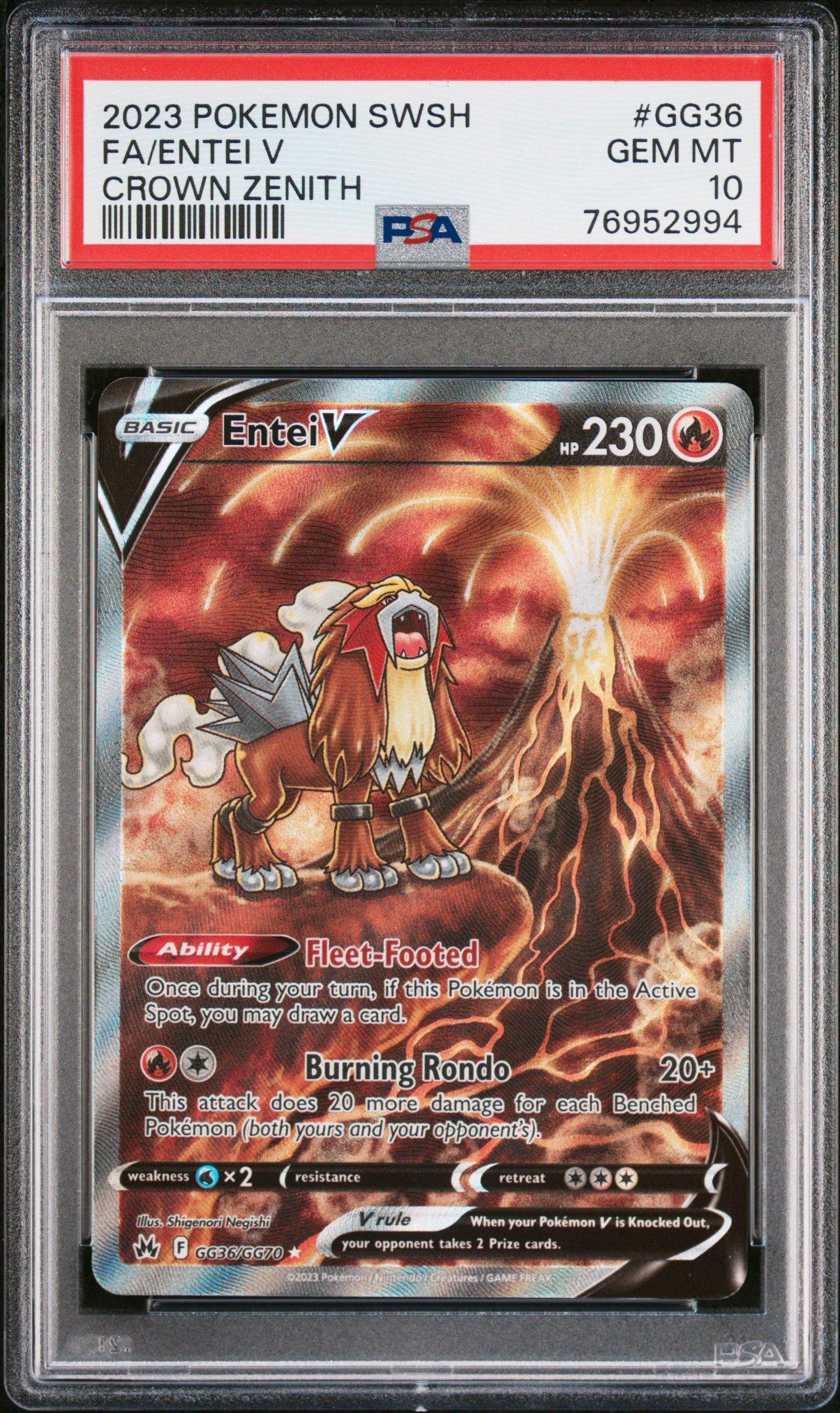 2023 Pokemon Sword And Shield Crown Zenith Gg36 Full Art/entei V PSA 10 ...