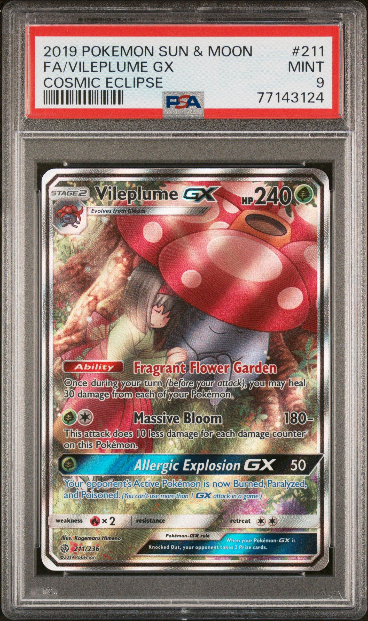 2019 Pokemon Sun & Moon Cosmic Eclipse 211 Full Art/vileplume Gx PSA 9 | GameStop