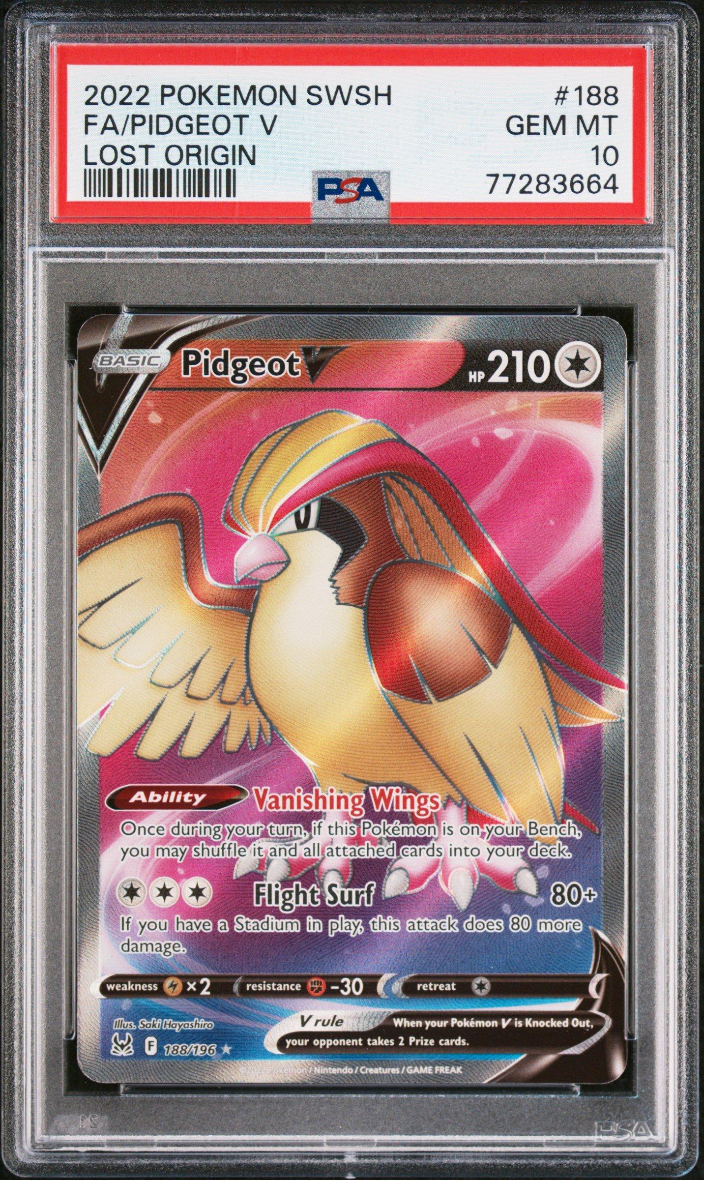 2022 Pokemon Sword & Shield Lost Origin 188 Full Art/pidgeot V PSA 10 ...