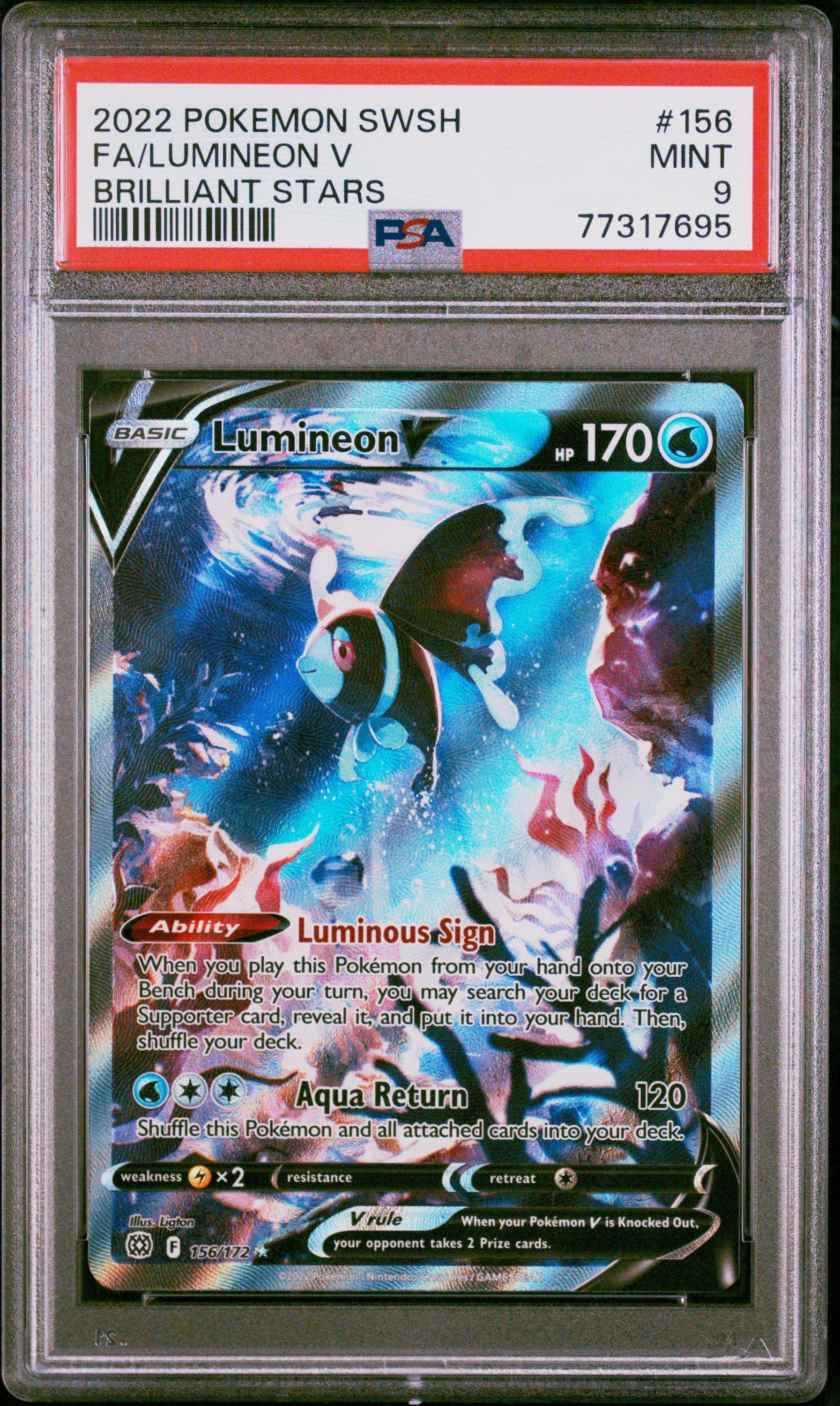 2022 Pokemon Sword & Shield Brilliant Stars 156 Full Art/lumineon V PSA ...