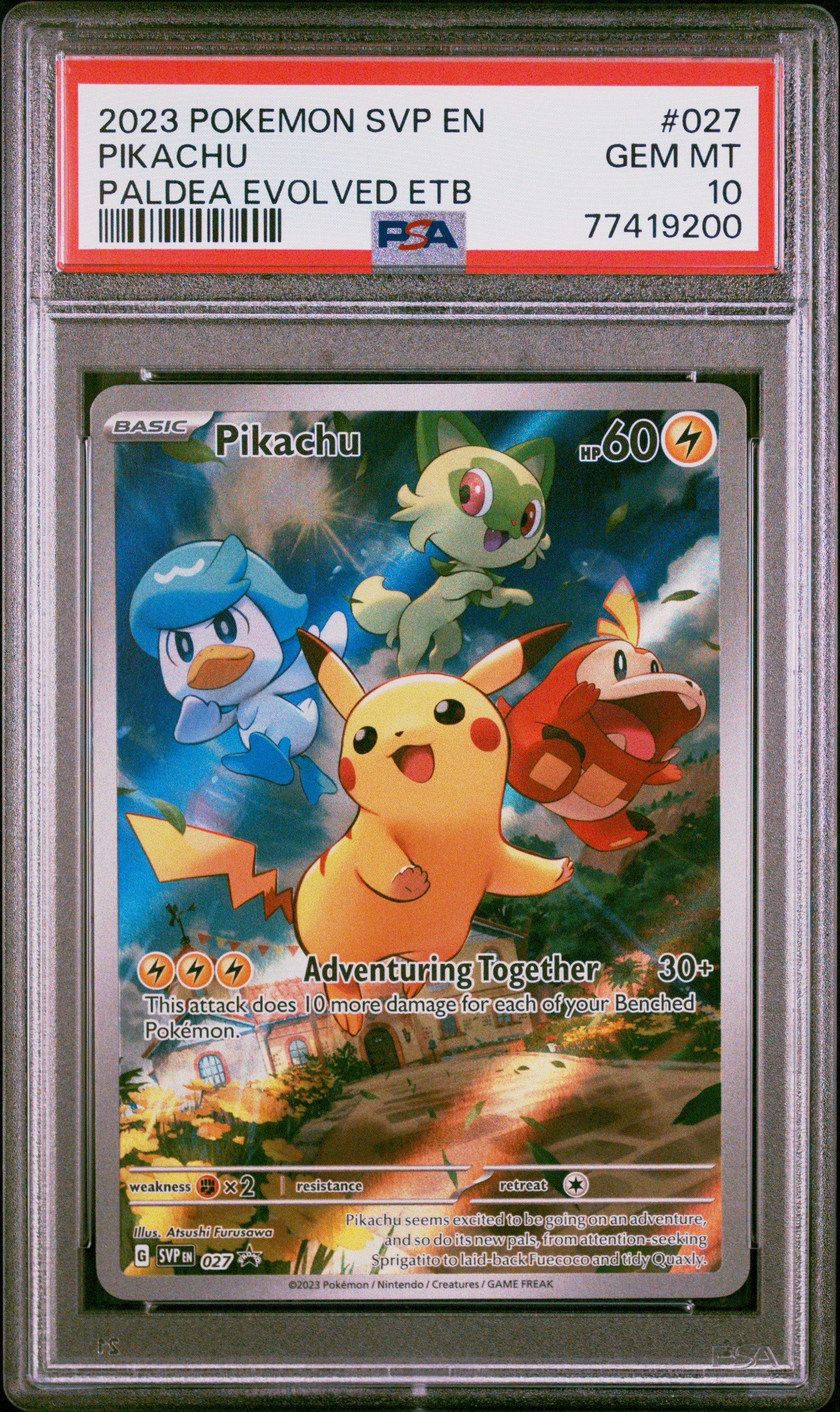 2023 Pokemon Svp En-sv Black Star Promo 027 Pikachu Paldea Evolved Elite Trainer Box PSA 10 ...