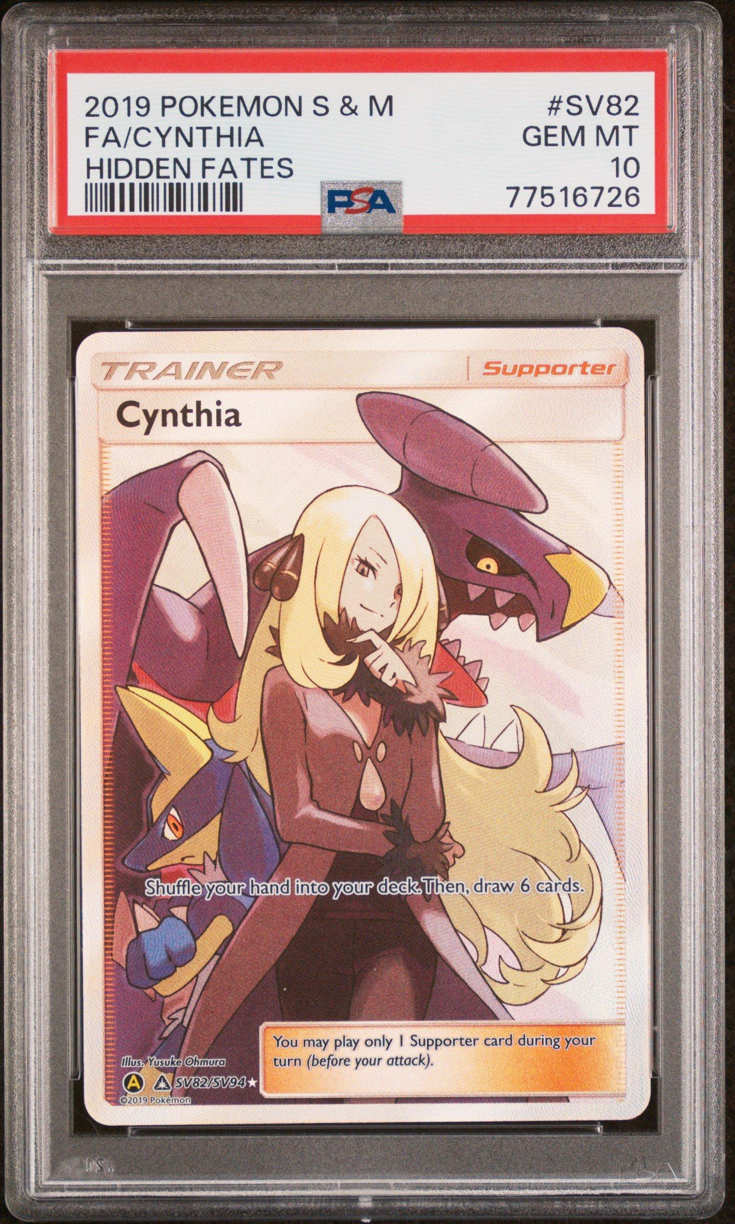 2019 Pokemon Sun & Moon Hidden Fates Sv82 Full Art/cynthia PSA 10 ...
