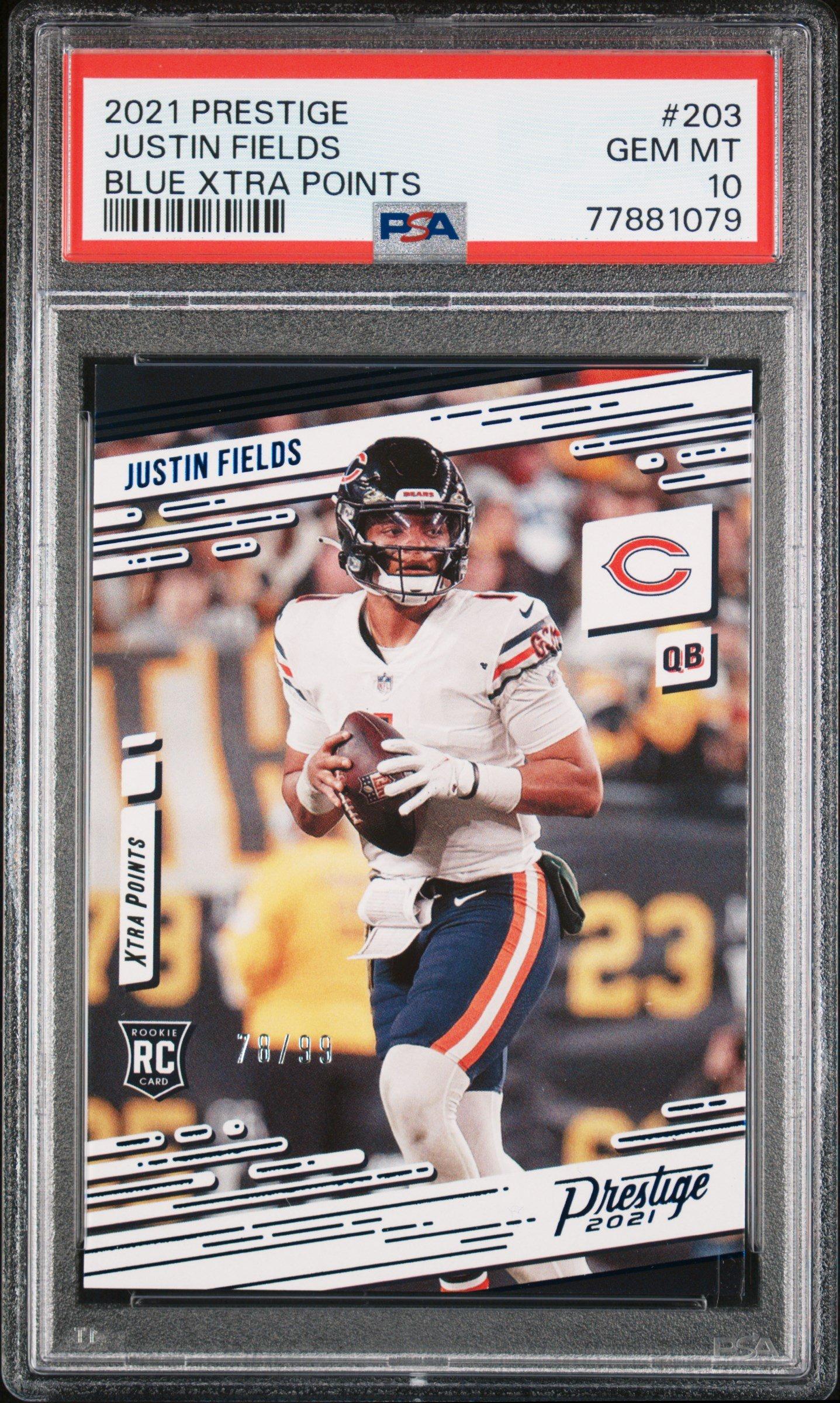 2021 Panini Prestige 203 Justin Fields Blue Xtra Points PSA 10 | GameStop