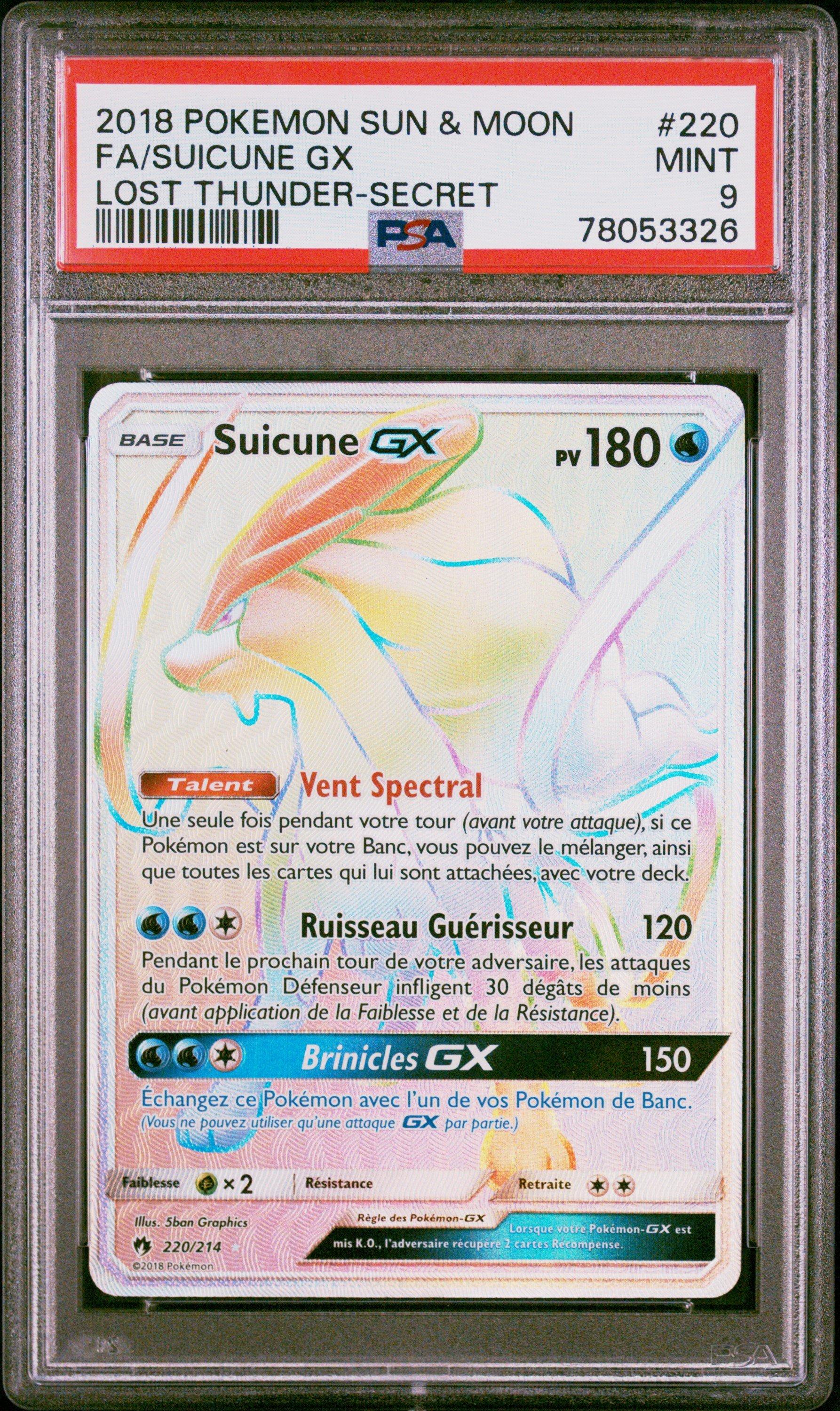 2018 Pokemon Sun & Moon Lost Thunder 220 Full Art/suicune Gx Secret PSA ...