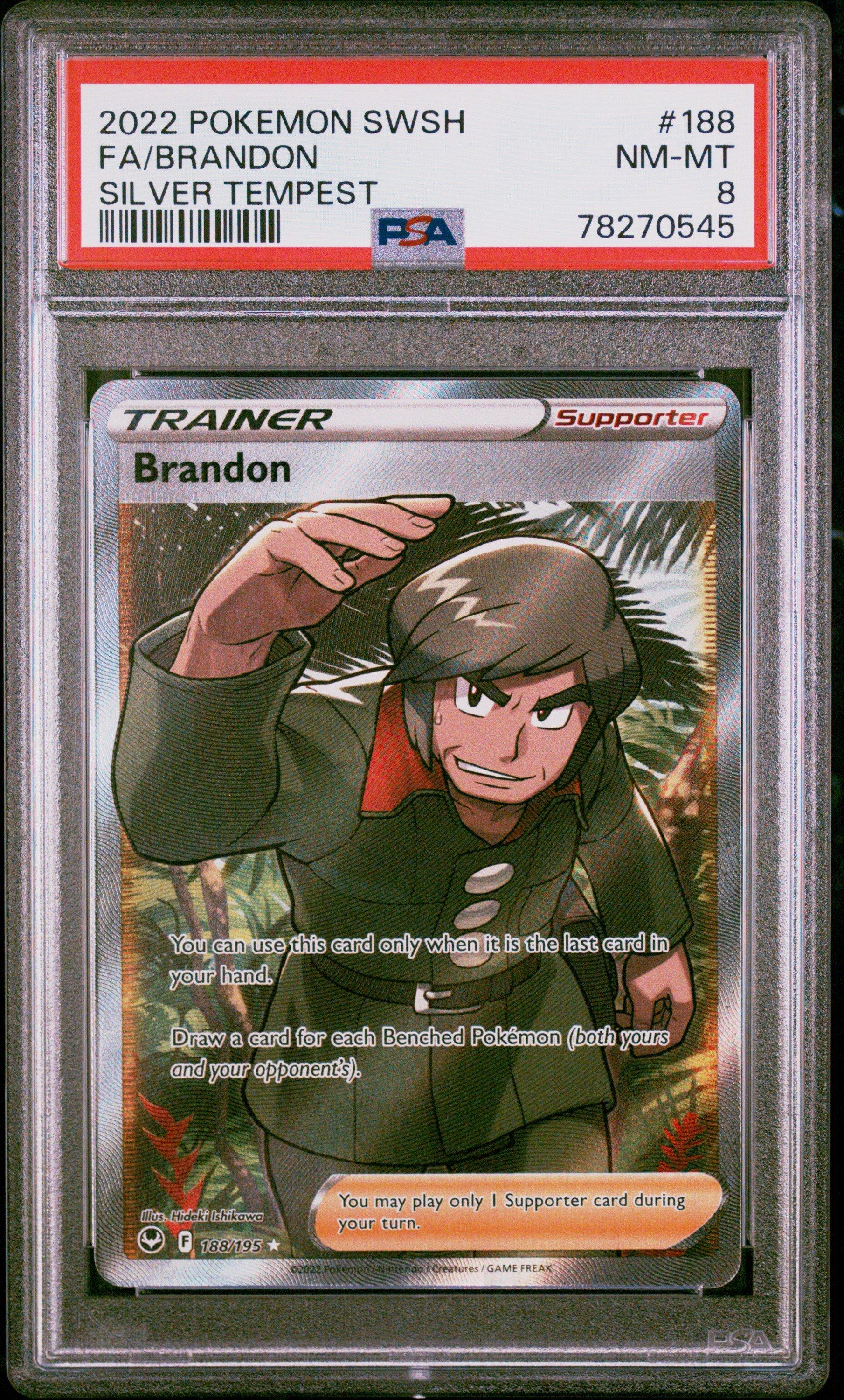2022 Pokemon Sword & Shield Silver Tempest 188 Full Art/brandon PSA 8 ...