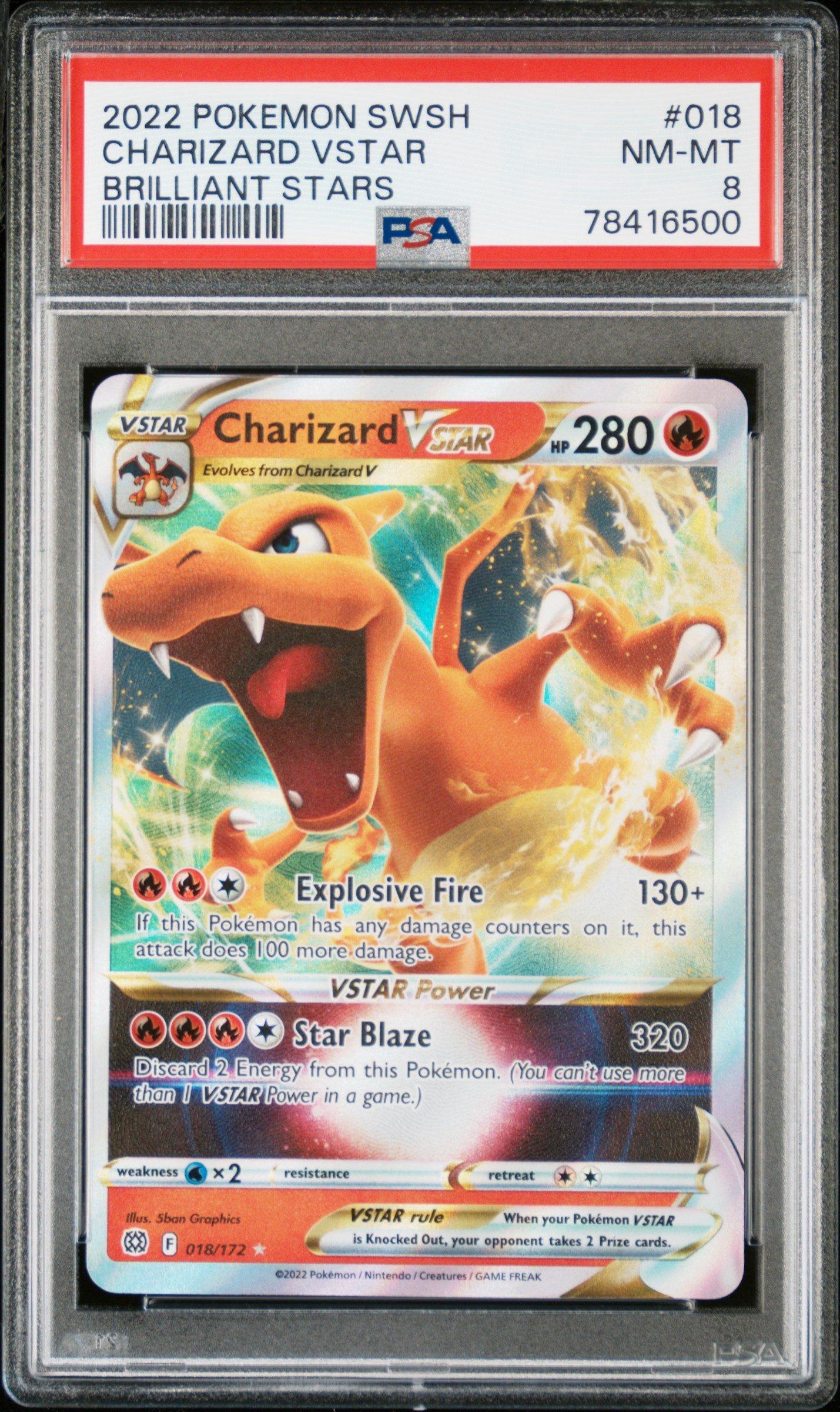 2022 Pokemon Sword & Shield Brilliant Stars 018 Charizard Vstar PSA 8 ...