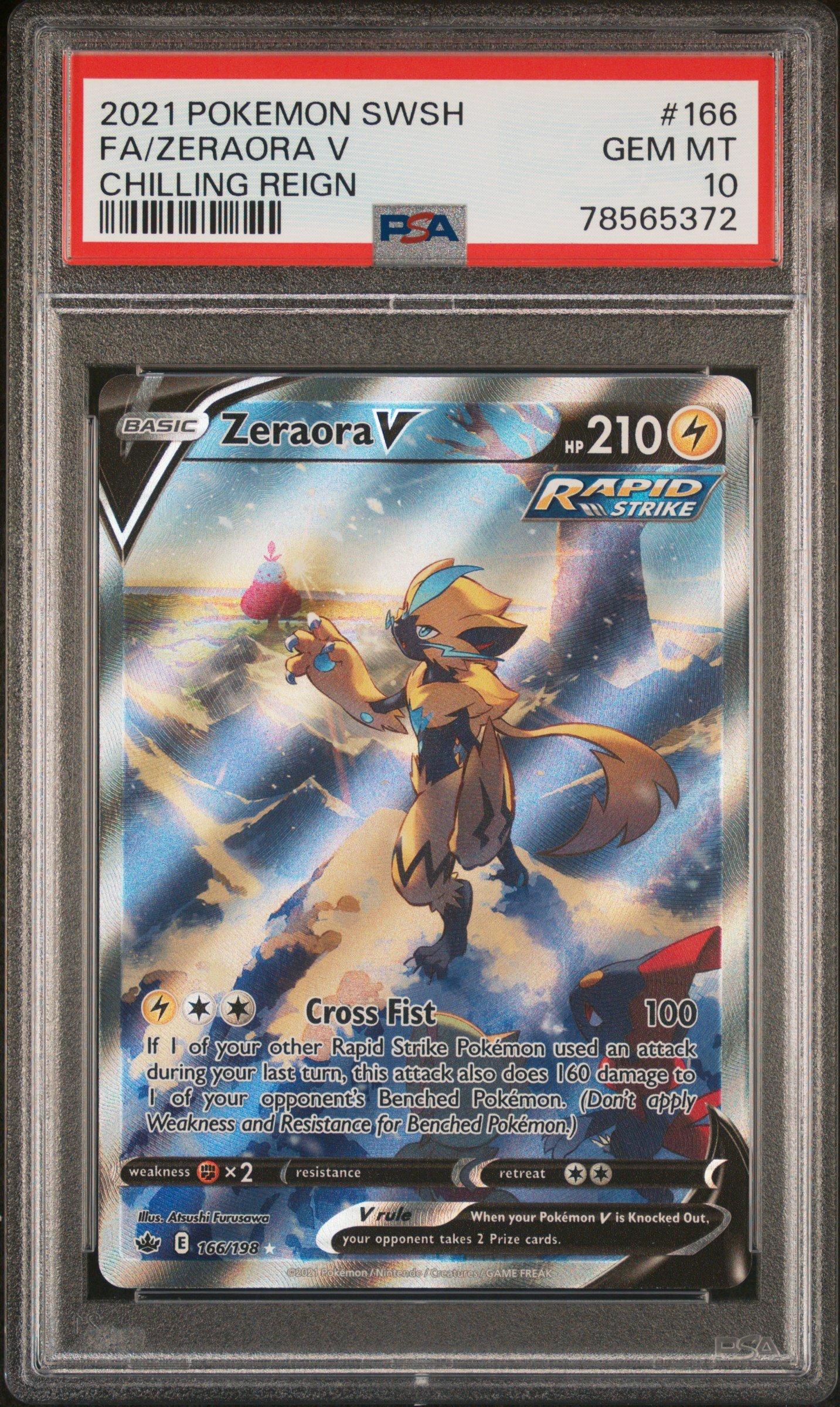 2021 Pokemon Sword & Shield Chilling Reign 166 Full Art/zeraora V PSA 10 | GameStop