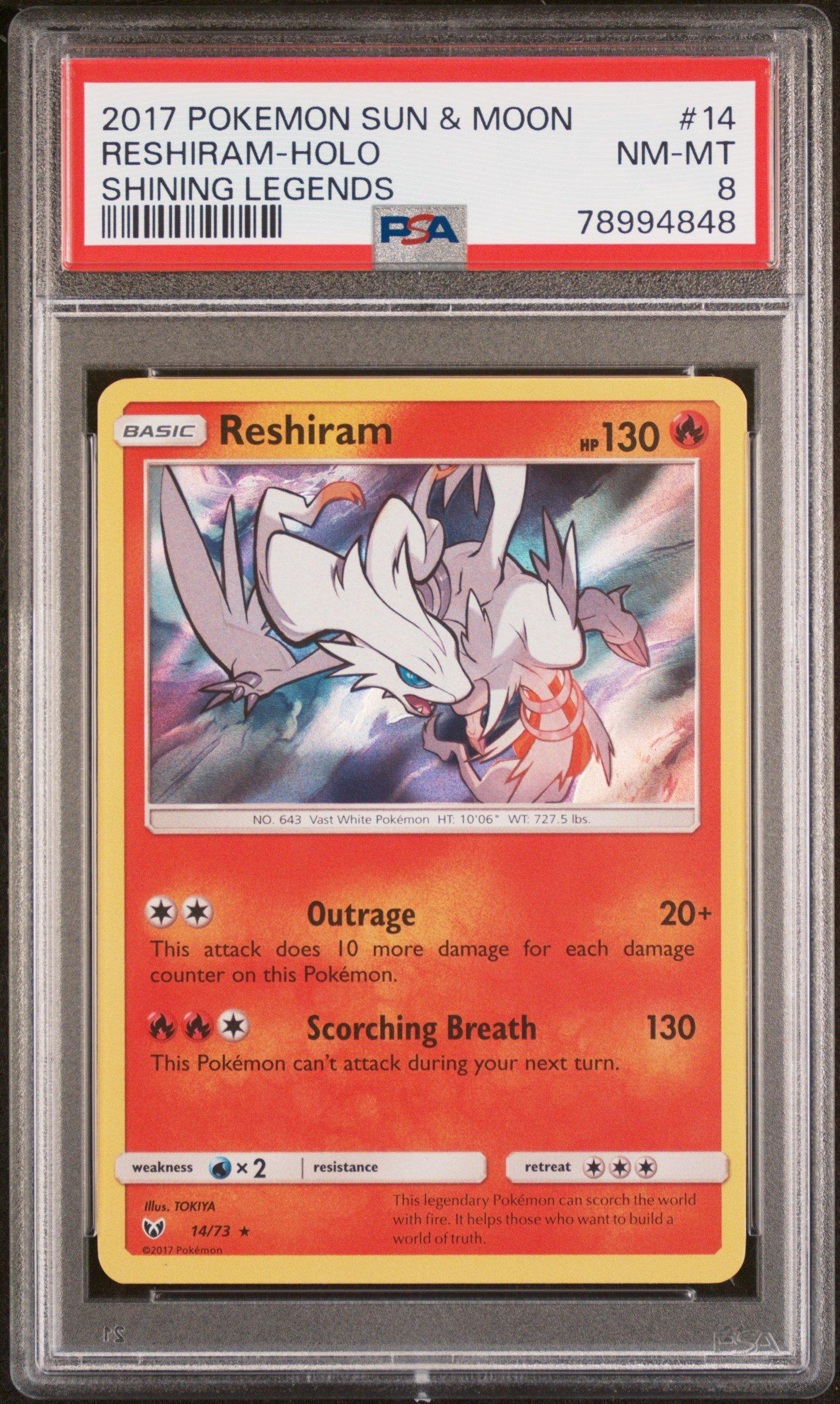 2017 Pokemon Sun & Moon Shining Legends 14 Reshiram-holo PSA 8 | GameStop