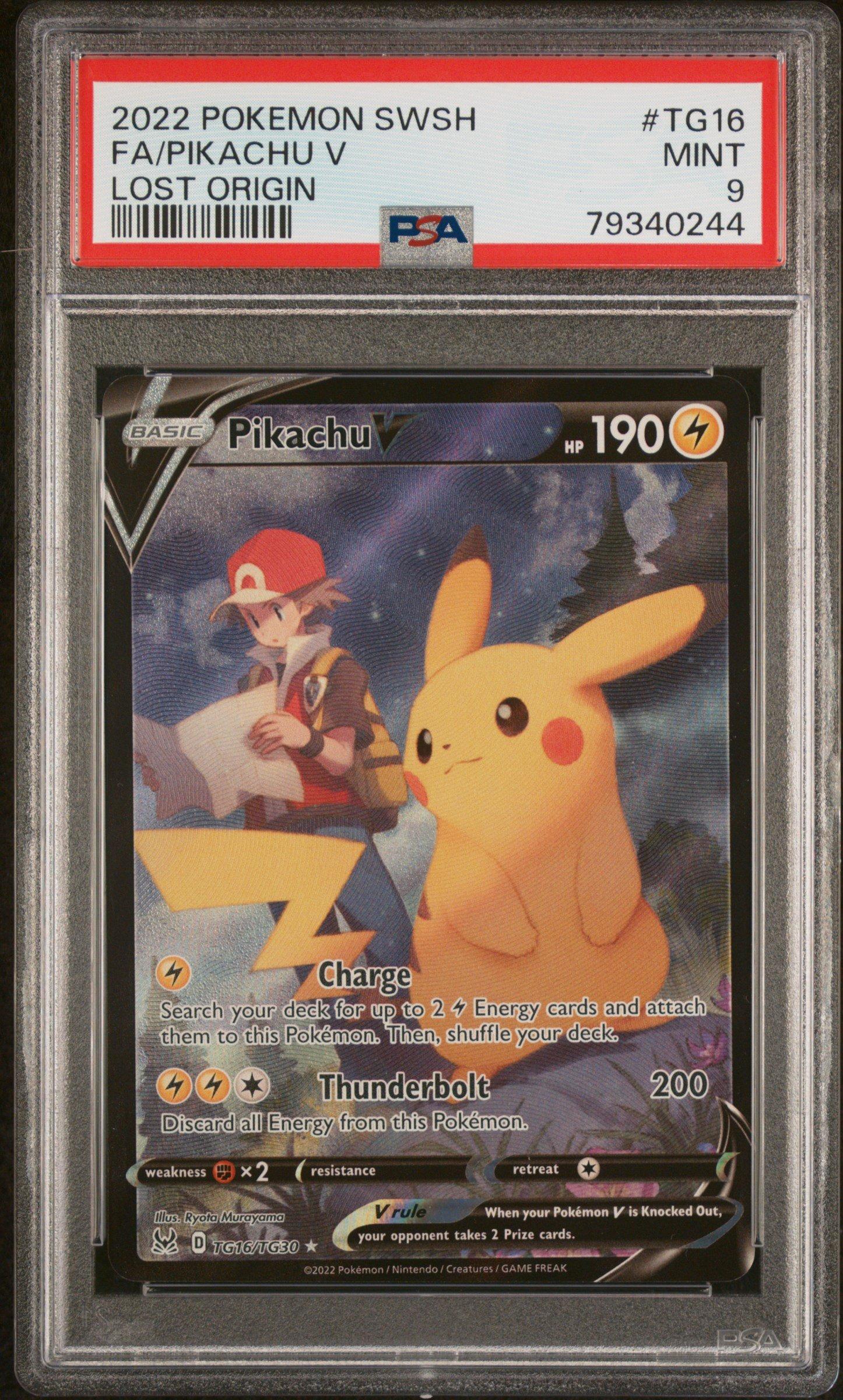 2022 Pokemon Sword & Shield Lost Origin Tg16 Full Art/pikachu V PSA 9 ...