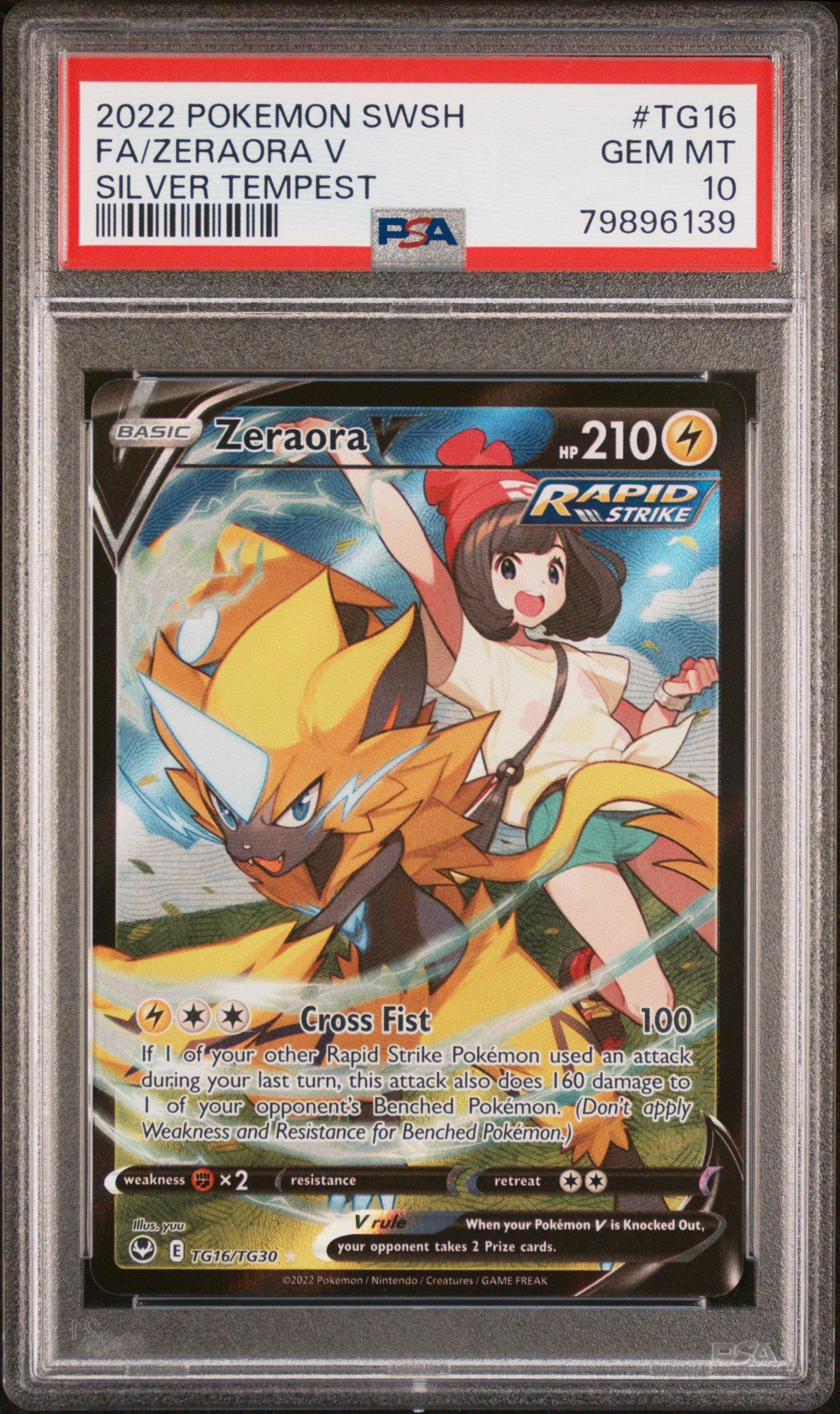 2022 Pokemon Sword & Shield Silver Tempest Tg16 Full Art/zeraora V PSA ...