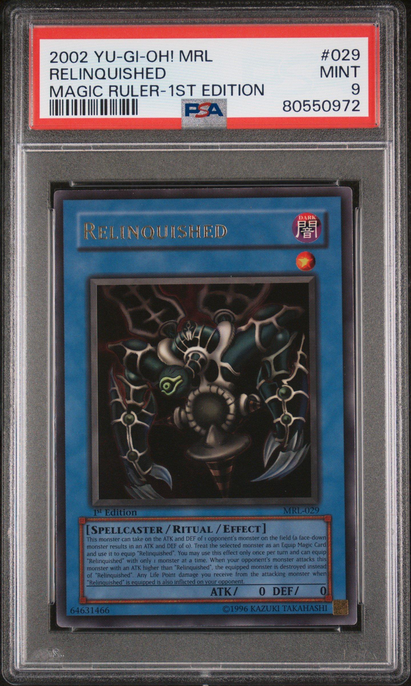 2002 Yu-gi-oh! Mrl-magic Ruler 029 Relinquished 1st Edition PSA 9 ...