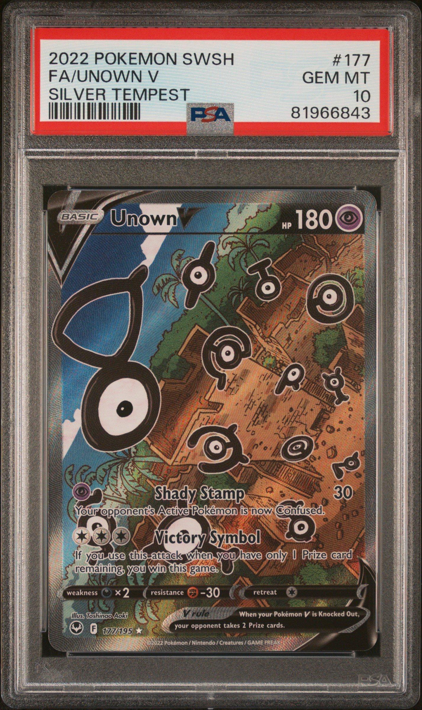 2022 Pokemon Sword & Shield Silver Tempest 177 Full Art/unown V PSA 10 ...