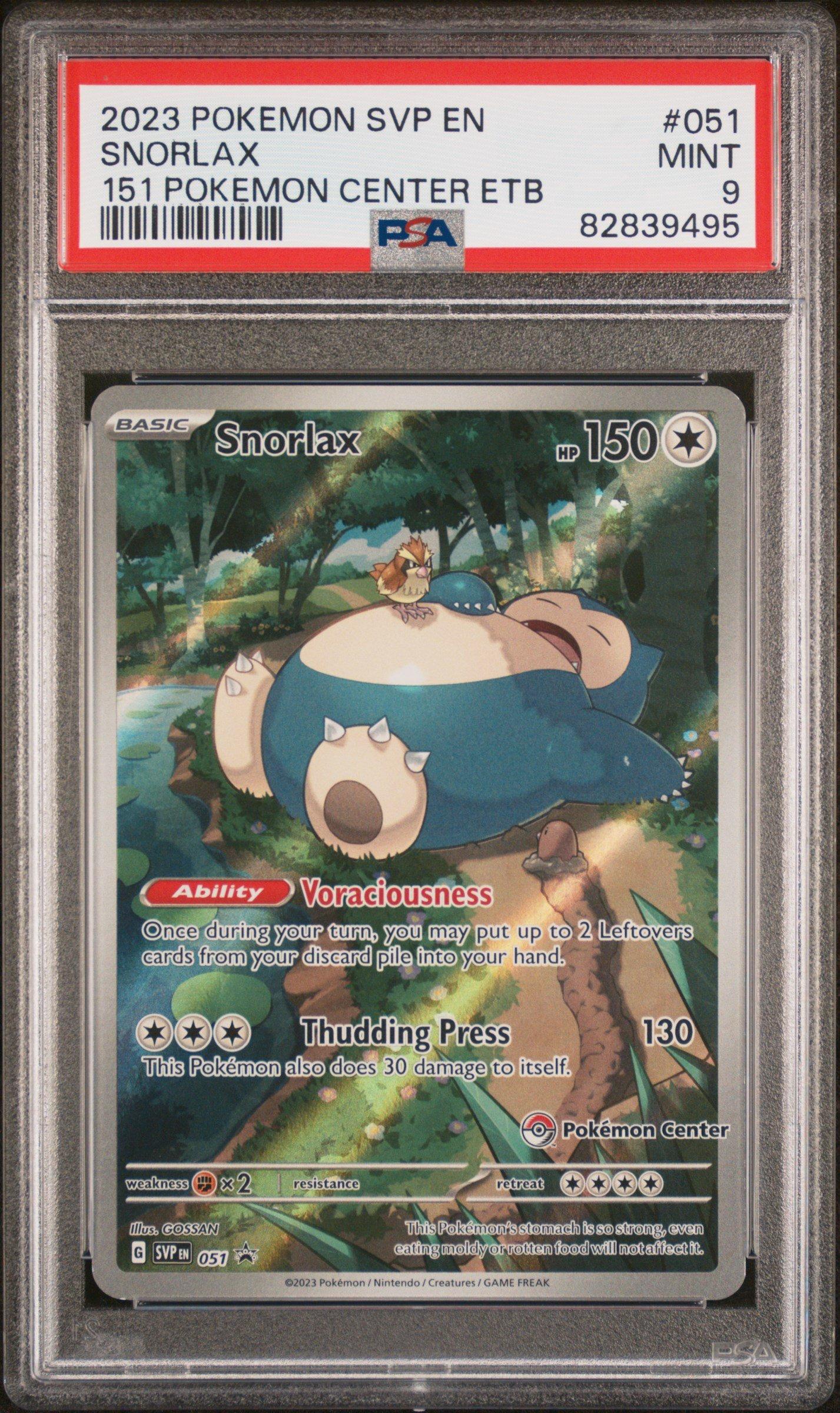 2023 Pokemon Svp En-sv Black Star Promo 051 Snorlax 151 Pokemon Center Elite Trainer Box PSA 9 ...