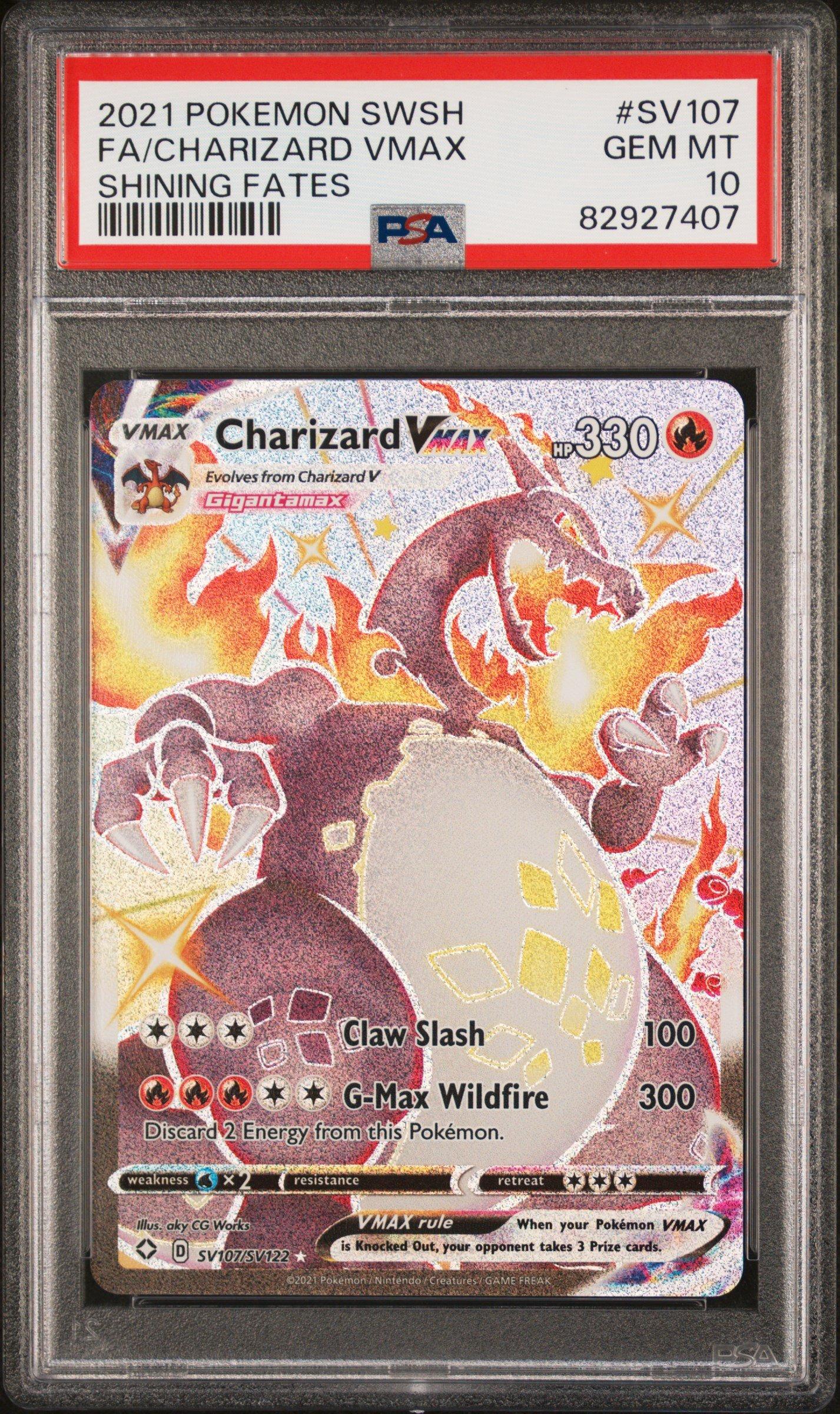 2021 Pokemon Sword & Shield Shining Fates Sv107 Full Art/charizard Vmax ...
