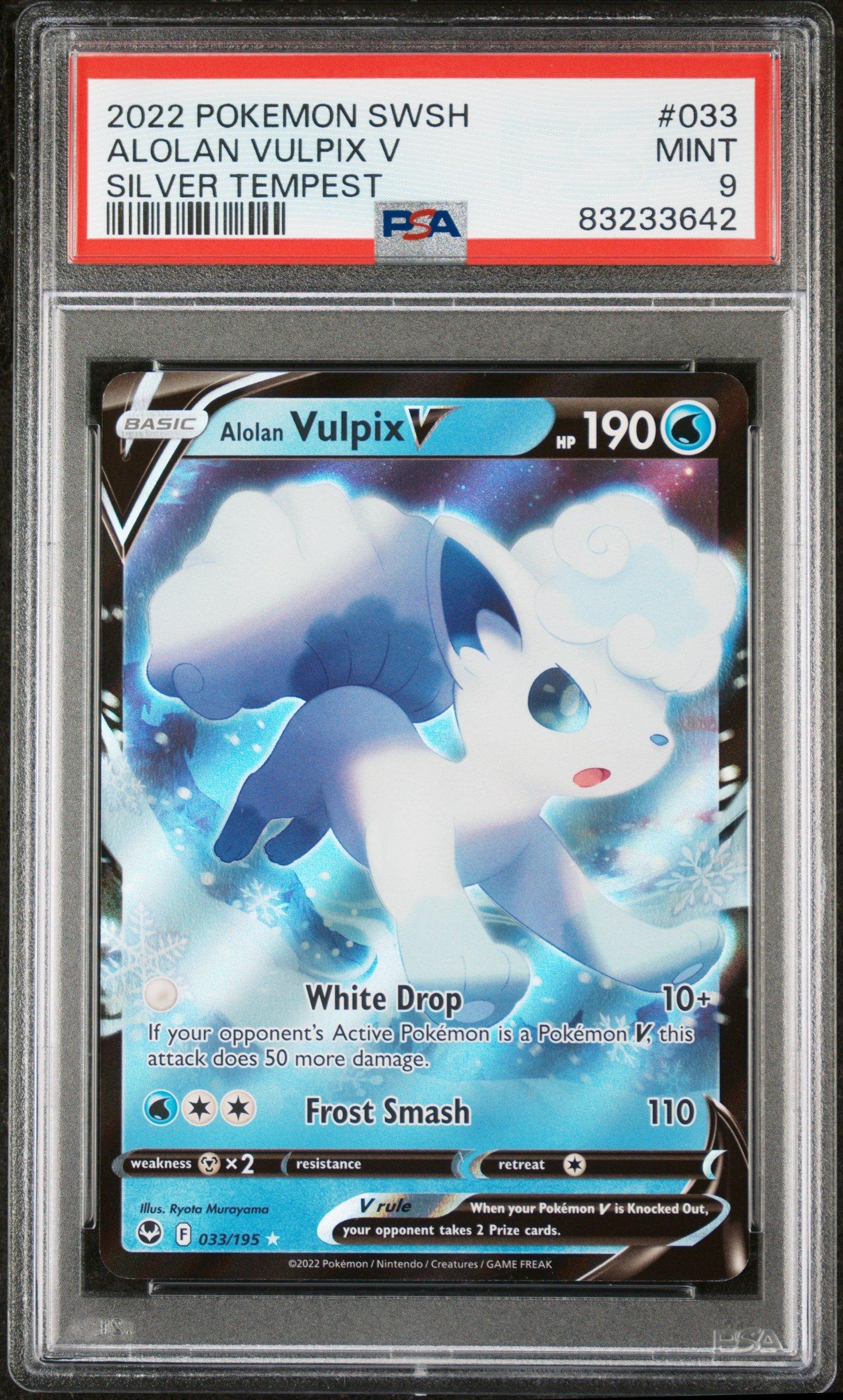 2022 Pokemon Sword & Shield Silver Tempest 033 Alolan Vulpix V PSA 9 ...