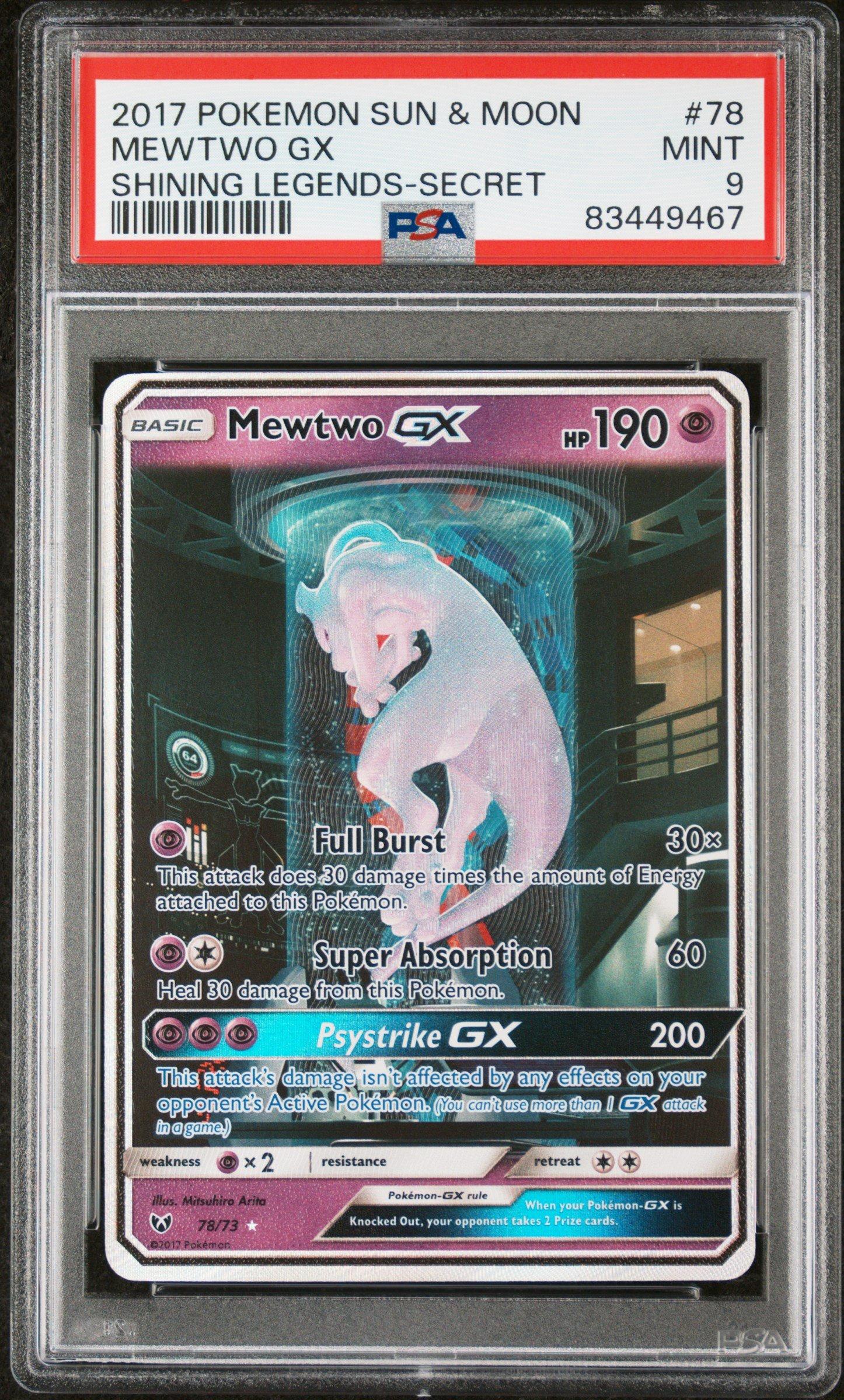 2017 Pokemon Sun & Moon Shining Legends 78 Mewtwo Gx Secret PSA 9 ...