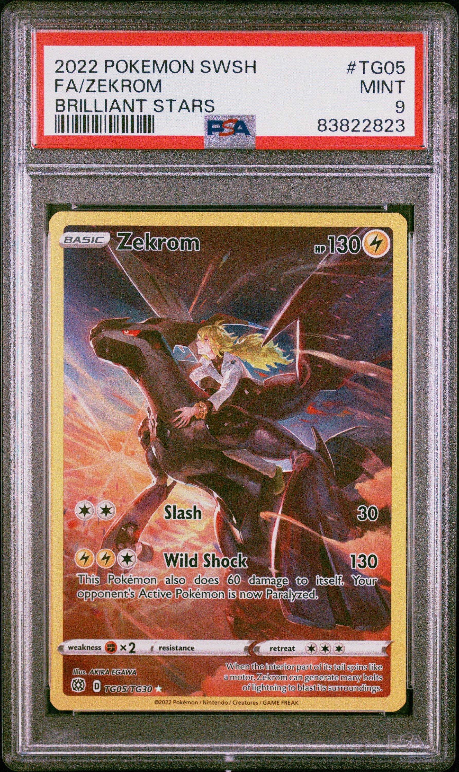 2022 Pokemon Sword & Shield Brilliant Stars Tg05 Full Art/zekrom PSA 9 ...
