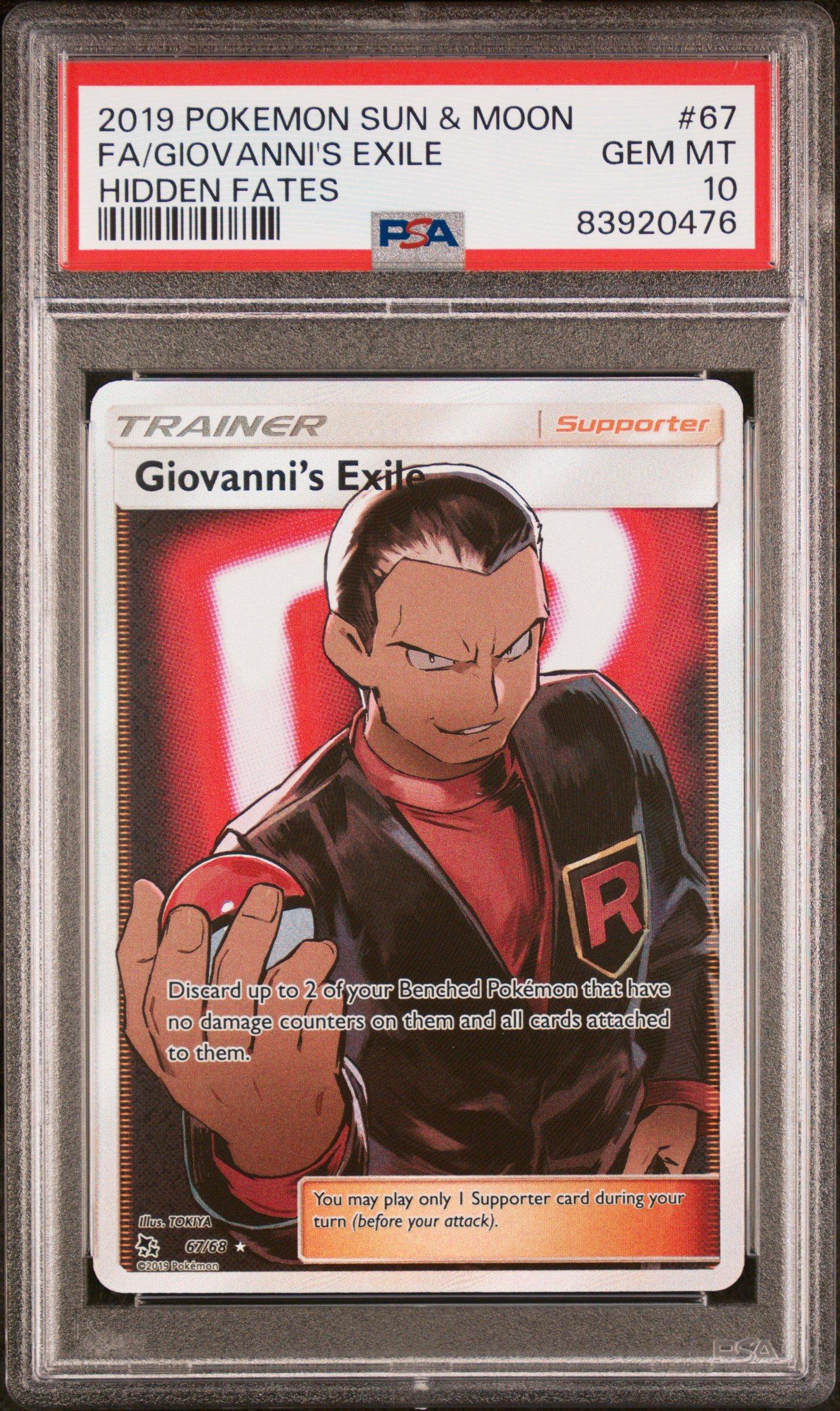 2019 Pokemon Sun & Moon Hidden Fates 67 Full Art/giovanni's Exile PSA ...