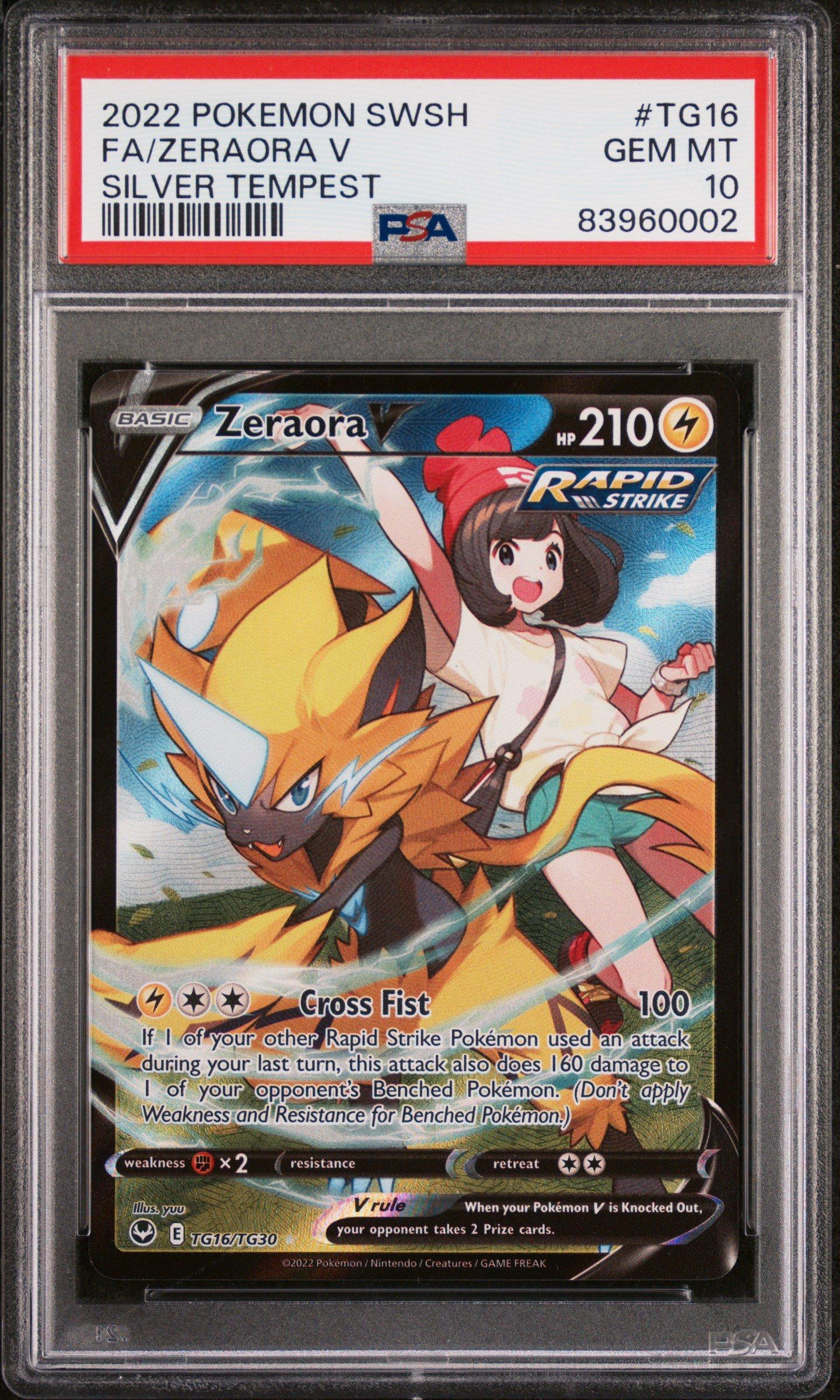 2022 Pokemon Sword & Shield Silver Tempest Tg16 Full Art/zeraora V PSA ...