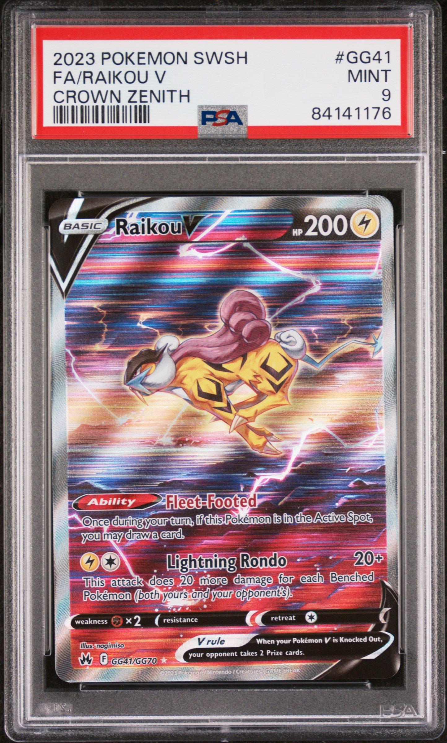 2023 Pokemon Sword And Shield Crown Zenith Gg41 Full Art/raikou V PSA 9 ...