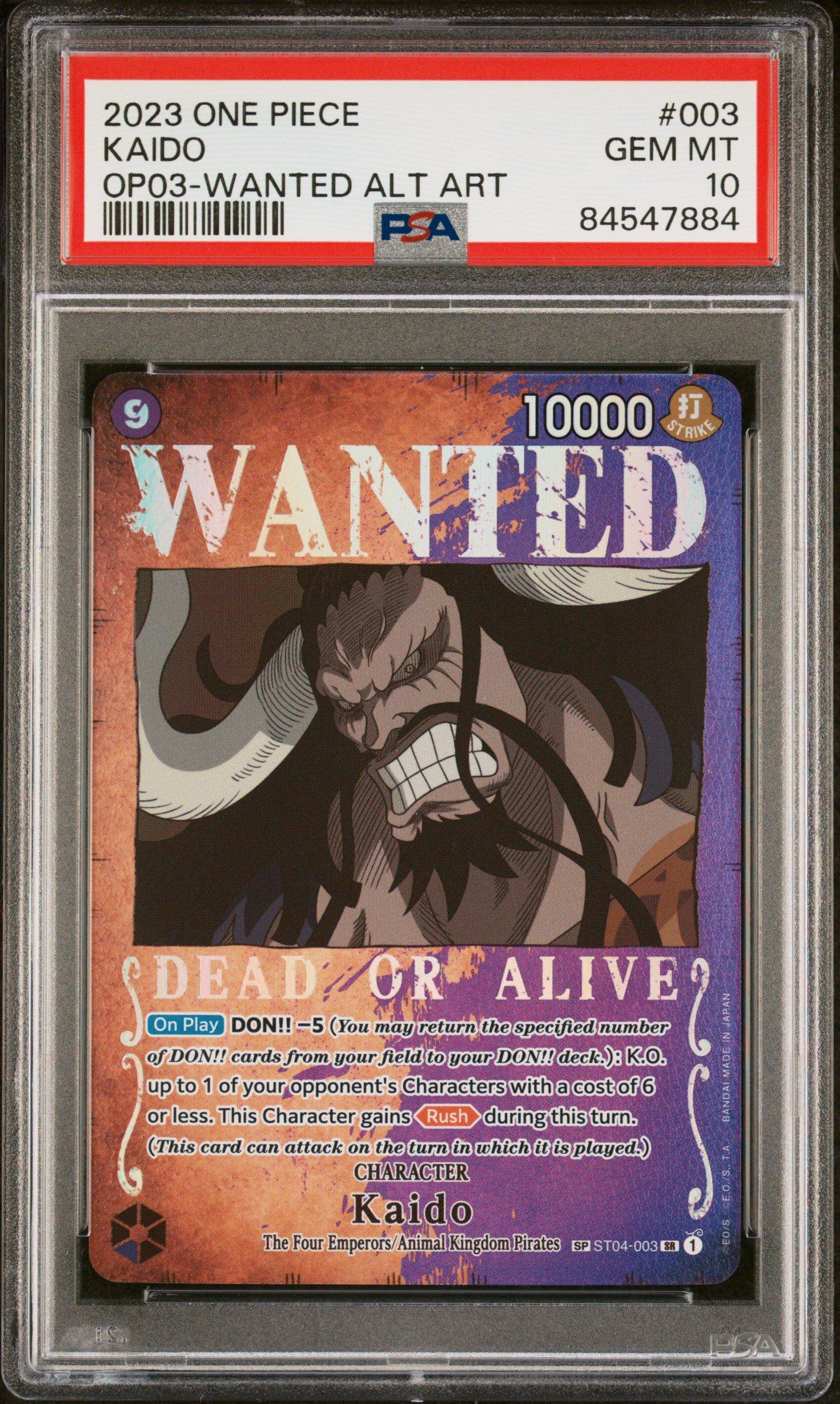 2023 One Piece Pillars Of Strength 003 Kaido Wanted Alternate Art PSA ...