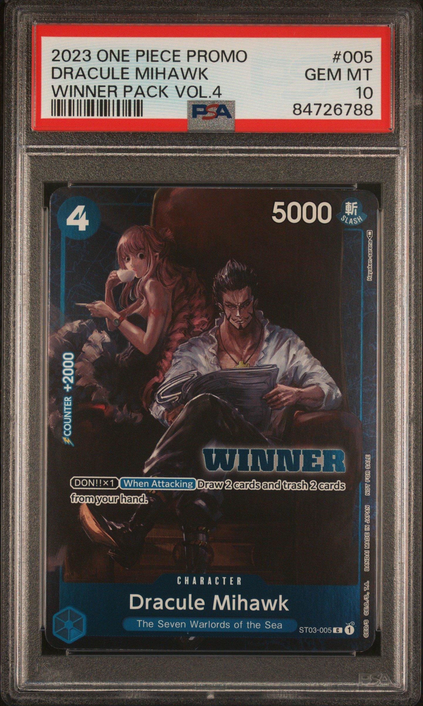 2023 One Piece Promos 005 Dracule Mihawk Winner Pack Vol.4 PSA 10 ...