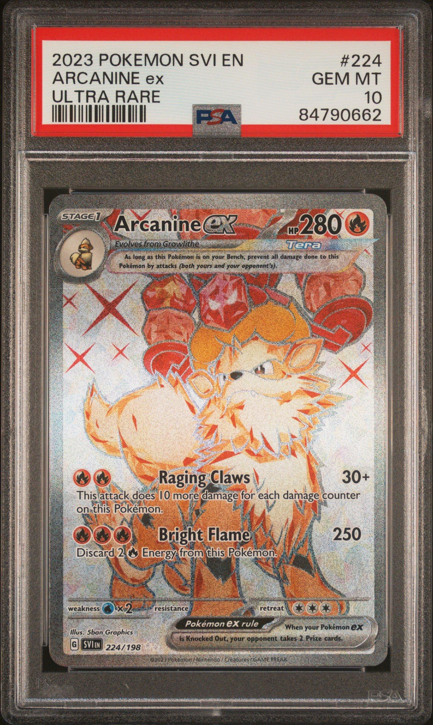 2023 Pokemon Svi En-scarlet & Violet 224 Arcanine Ex Ultra Rare PSA 10 ...