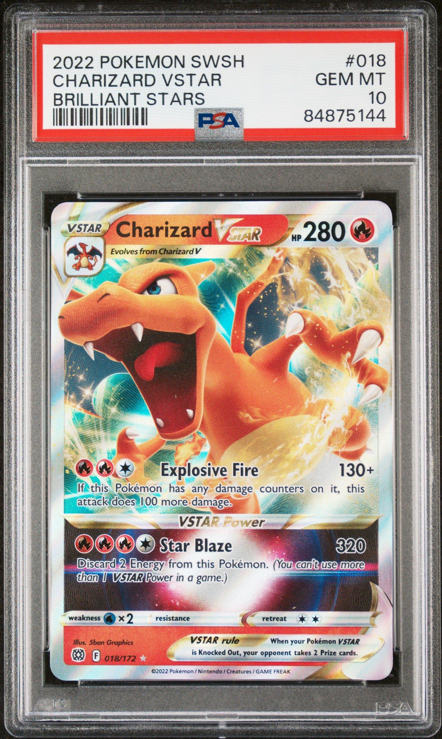 2022 Pokemon Sword & Shield Brilliant Stars 018 Charizard Vstar PSA 10 ...