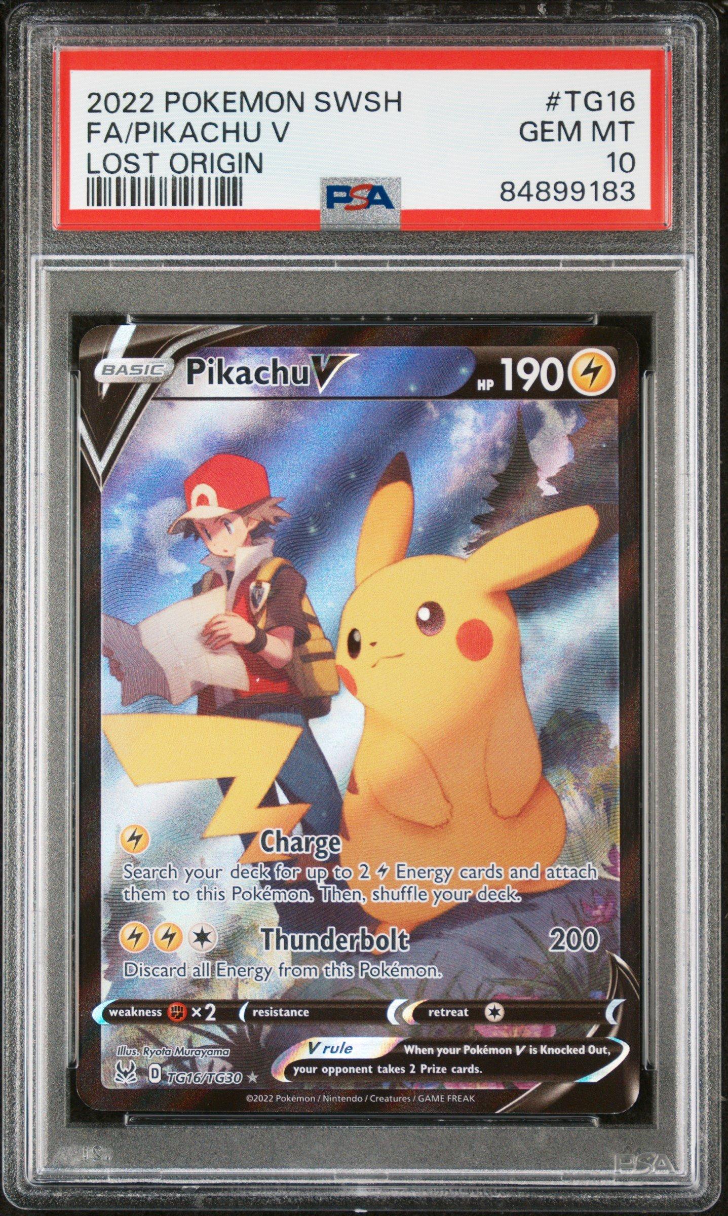 2022 Pokemon Sword & Shield Lost Origin Tg16 Full Art/pikachu V PSA 10 ...