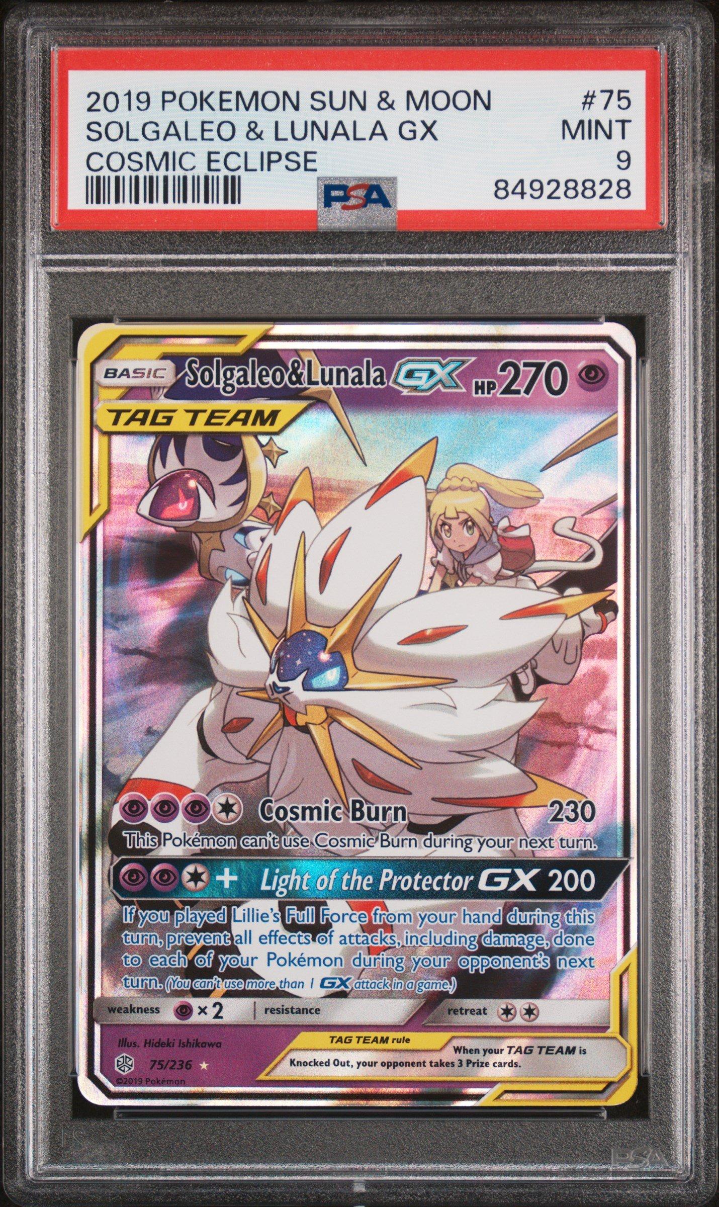 2019 Pokemon Sun & Moon Cosmic Eclipse 75 Solgaleo & Lunala Gx PSA 9 ...
