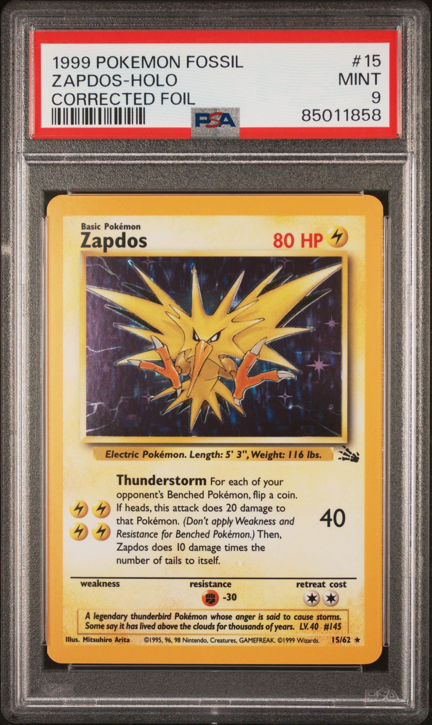 1999 Pokemon Fossil 15 Zapdos PSA 9 | GameStop