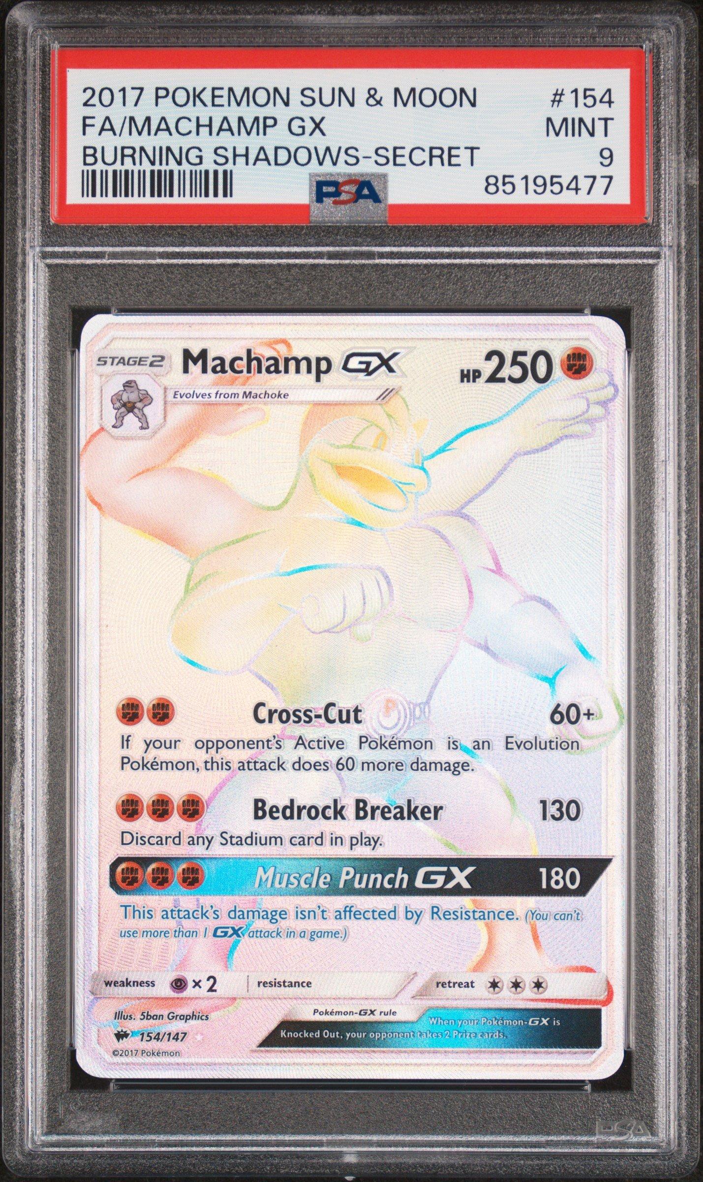 2017 Pokemon Sun & Moon Burning Shadows 154 Full Art/machamp Gx Secret ...