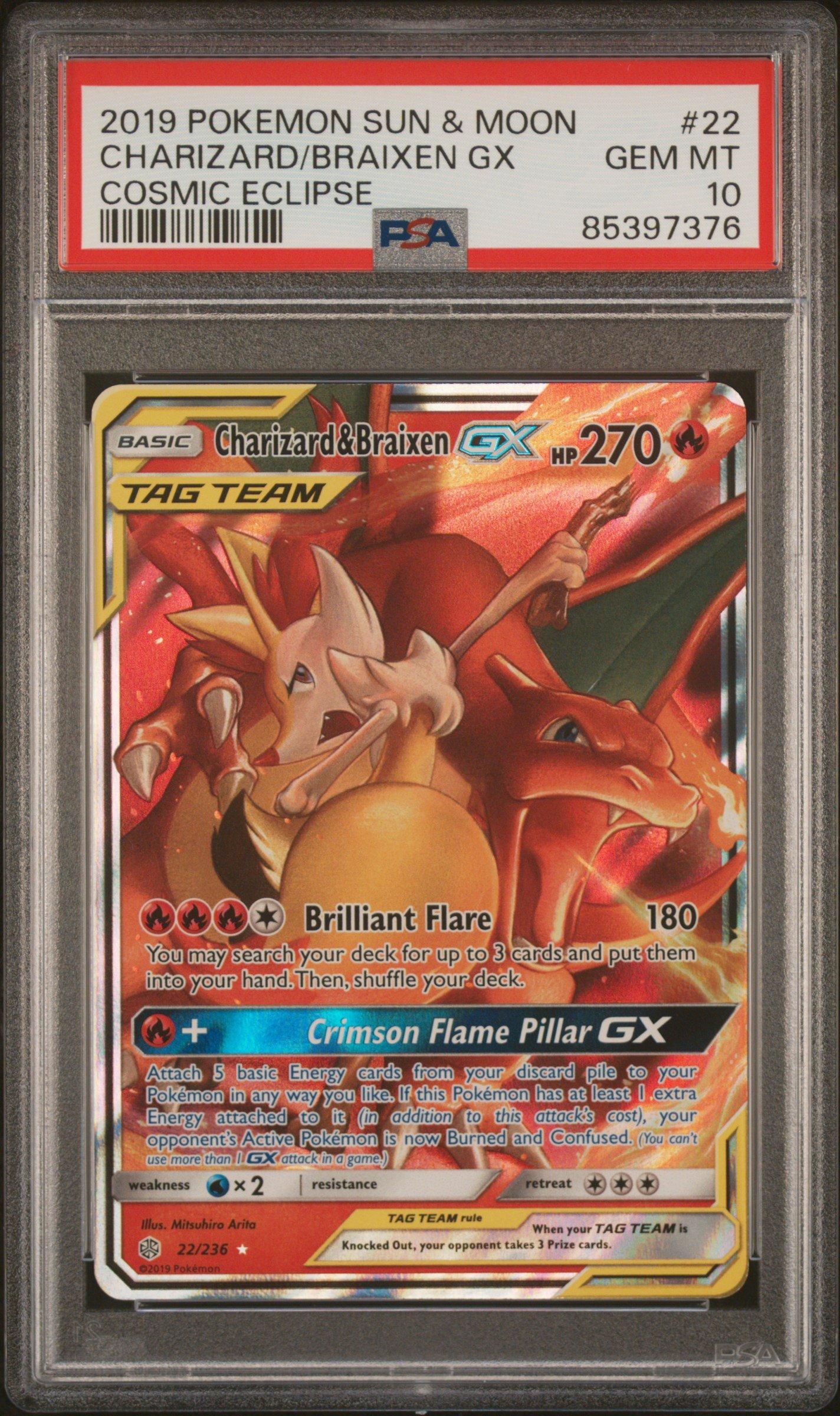2019 Pokemon Sun & Moon Cosmic Eclipse 22 Charizard/braixen Gx PSA 10 | GameStop