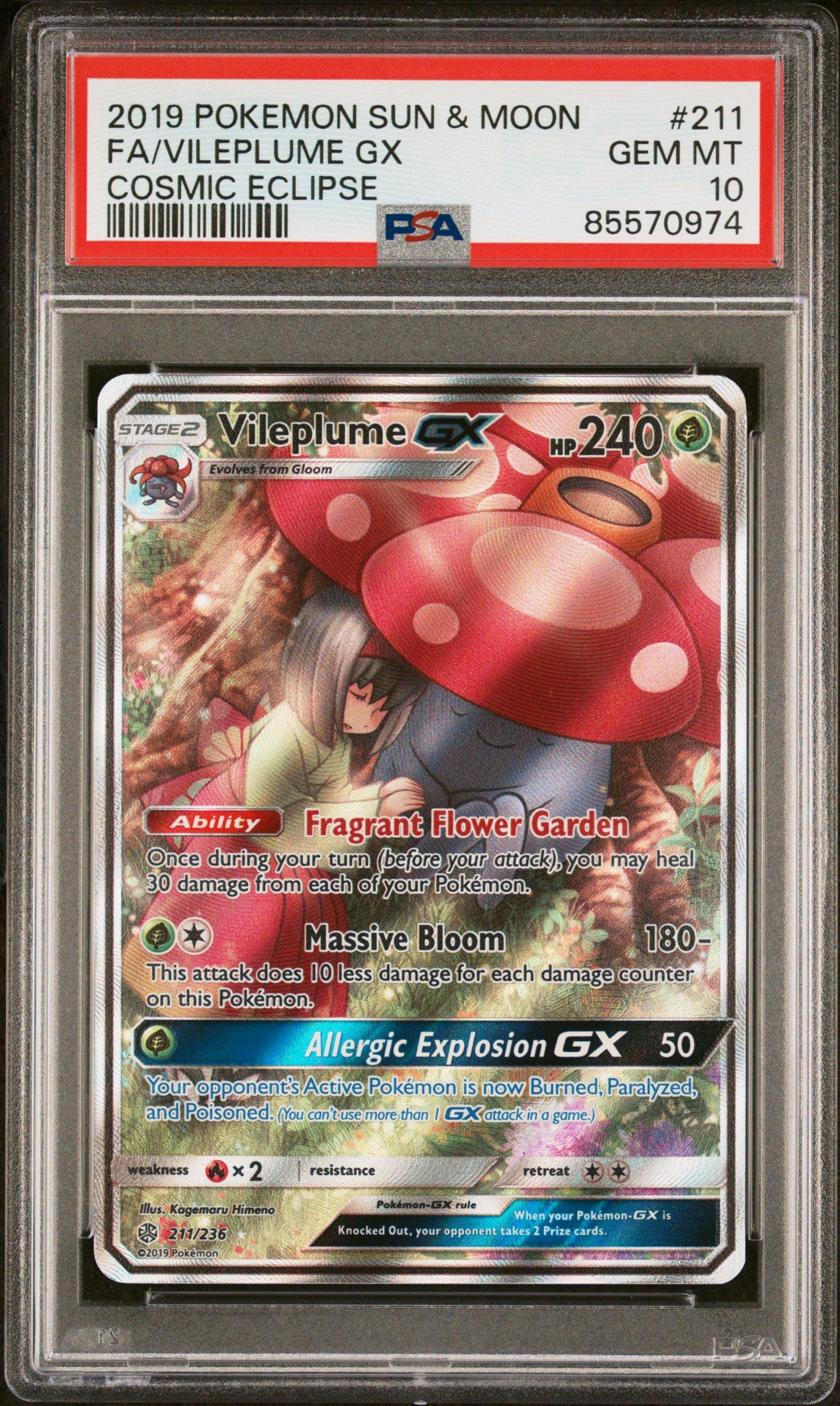 2019 Pokemon Sun & Moon Cosmic Eclipse 211 Full Art/vileplume Gx PSA 10 | GameStop