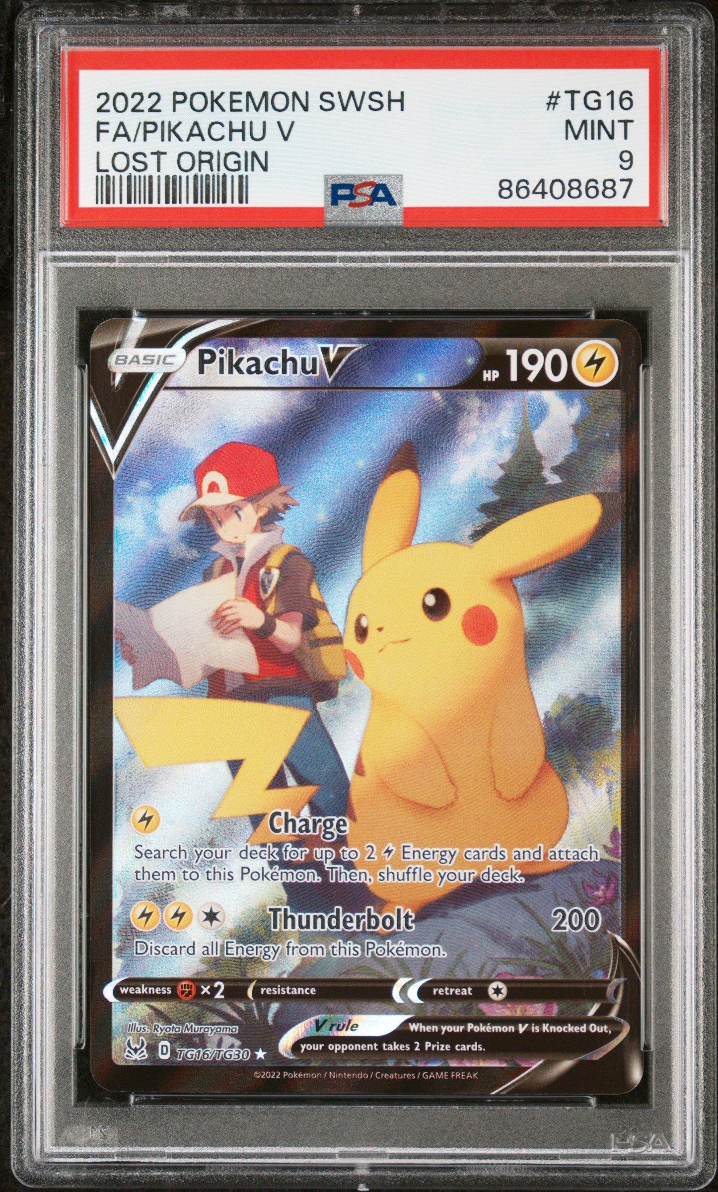 2022 Pokemon Sword & Shield Lost Origin Tg16 Full Art/pikachu V PSA 9 ...