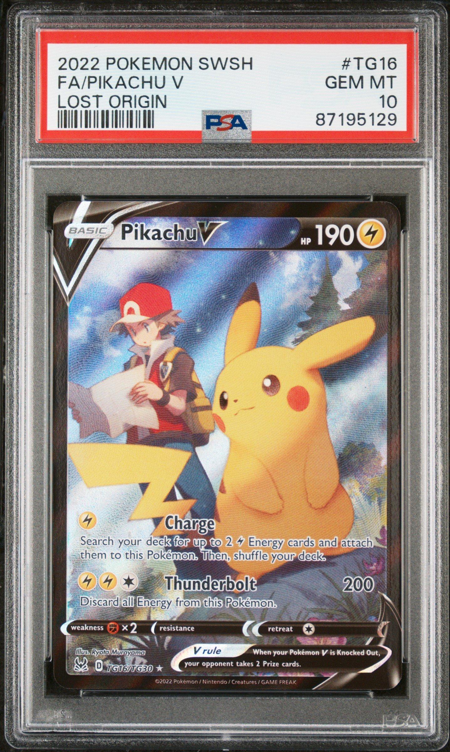2022 Pokemon Sword & Shield Lost Origin Tg16 Full Art/pikachu V PSA 10 ...