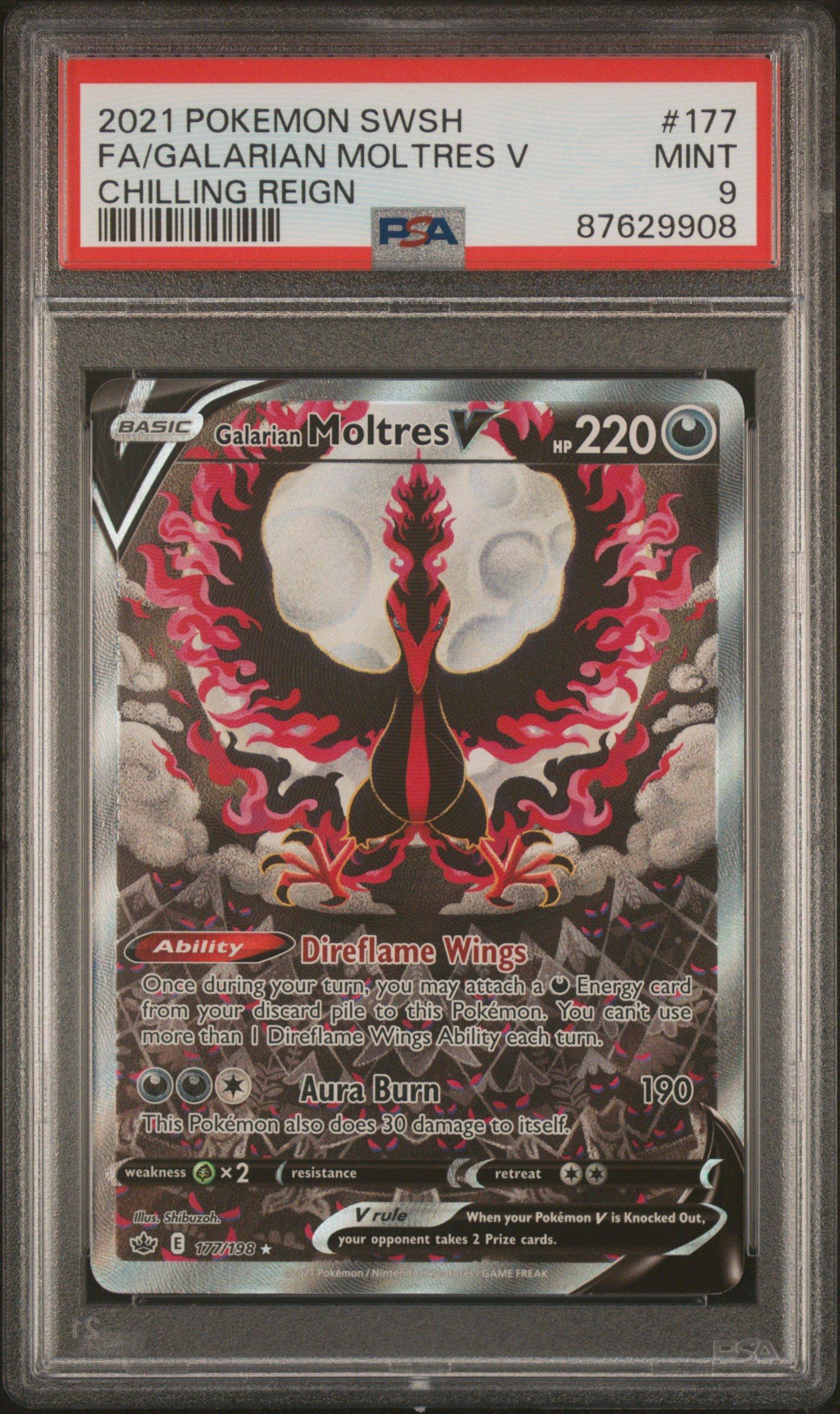 2021 Pokemon Sword & Shield Chilling Reign 177 Full Art/galarian Moltres V PSA 9 | GameStop