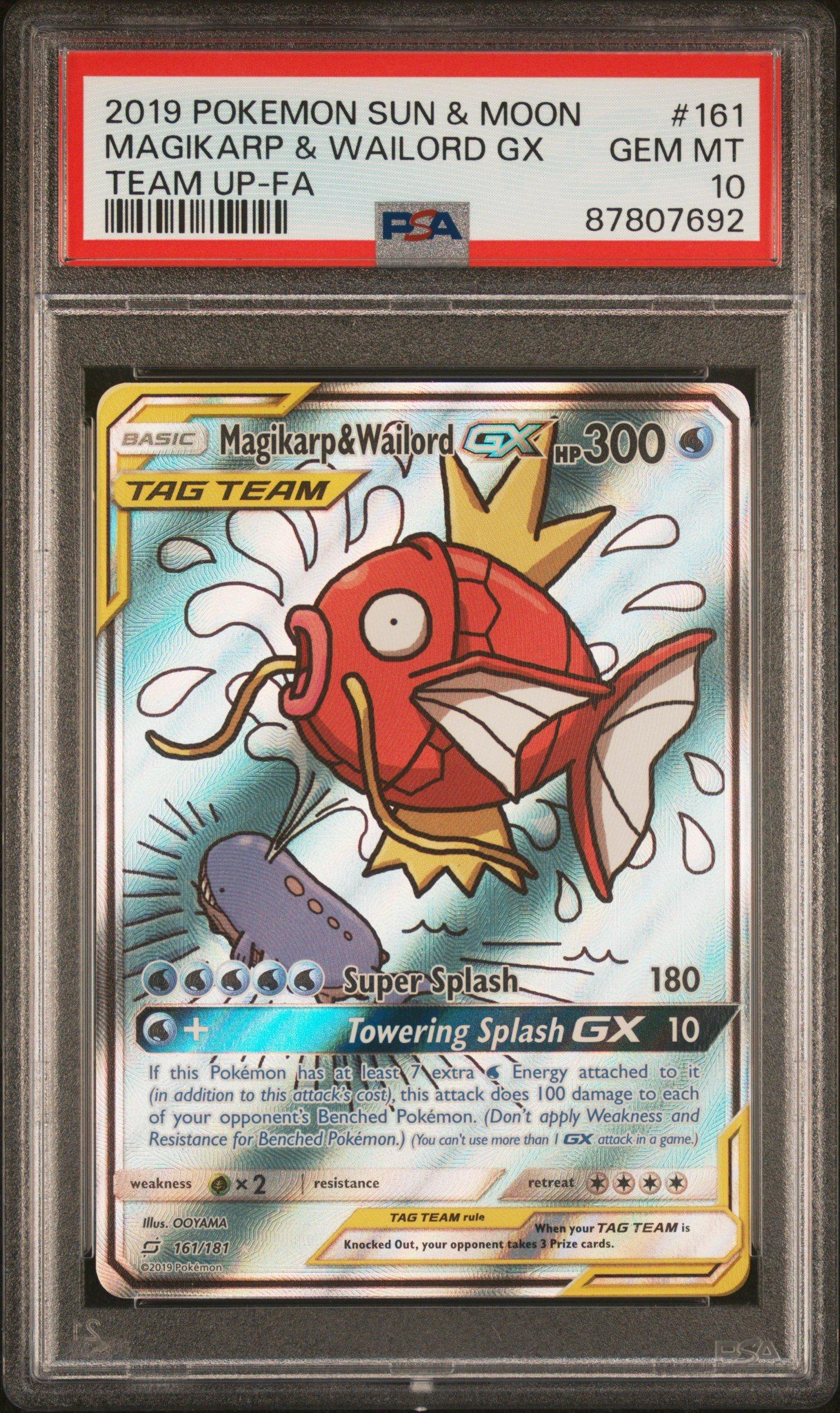 2019 Pokemon Sun & Moon Team Up 161 Full Art/magikarp & Wailord Gx PSA ...