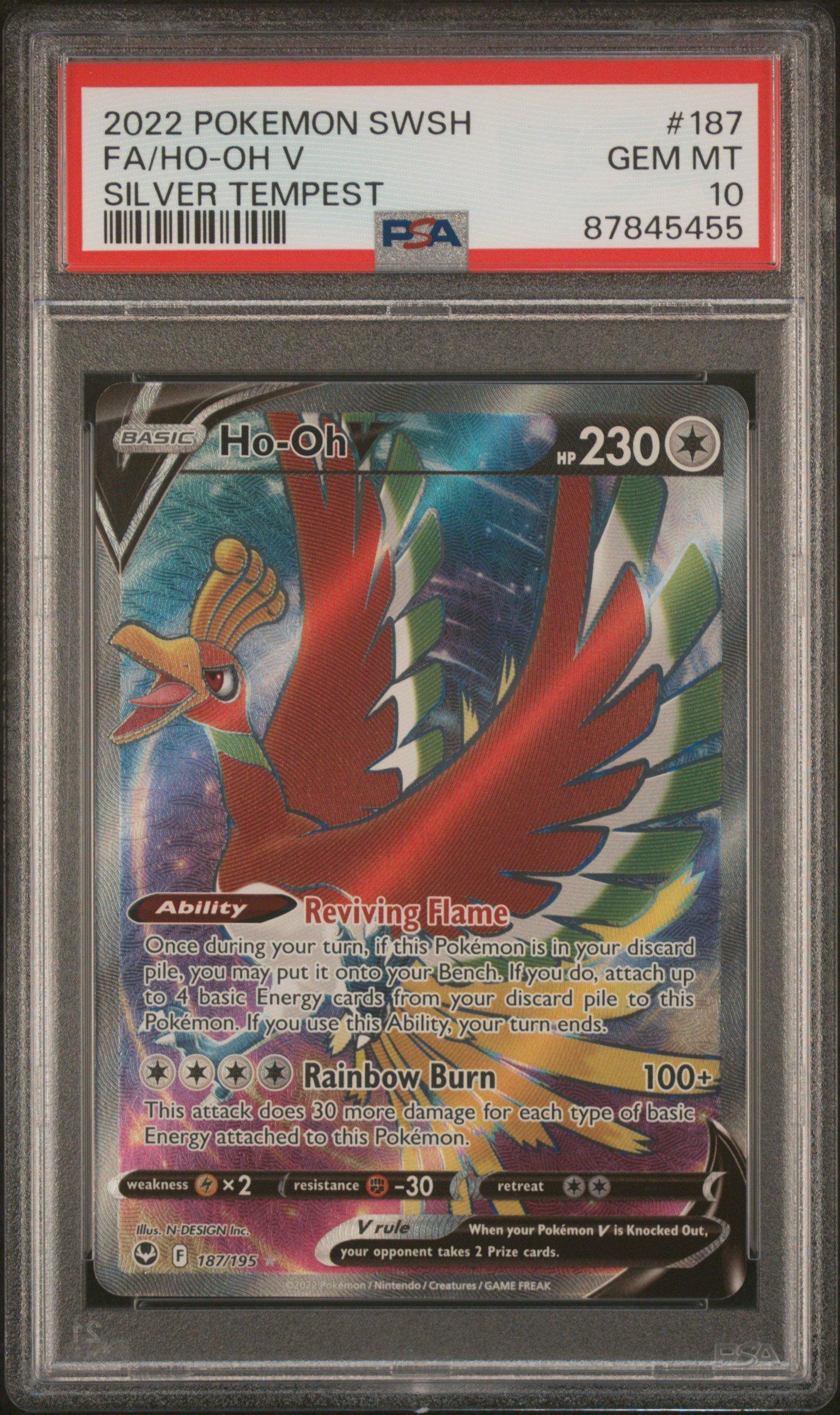 2022 Pokemon Sword & Shield Silver Tempest 187 Full Art/ho-oh V PSA 10 ...