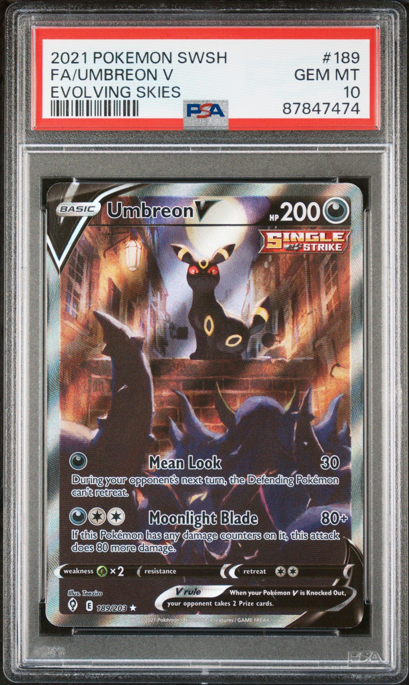 2021 Pokemon Sword & Shield Evolving Skies 189 Full Art/umbreon V PSA ...