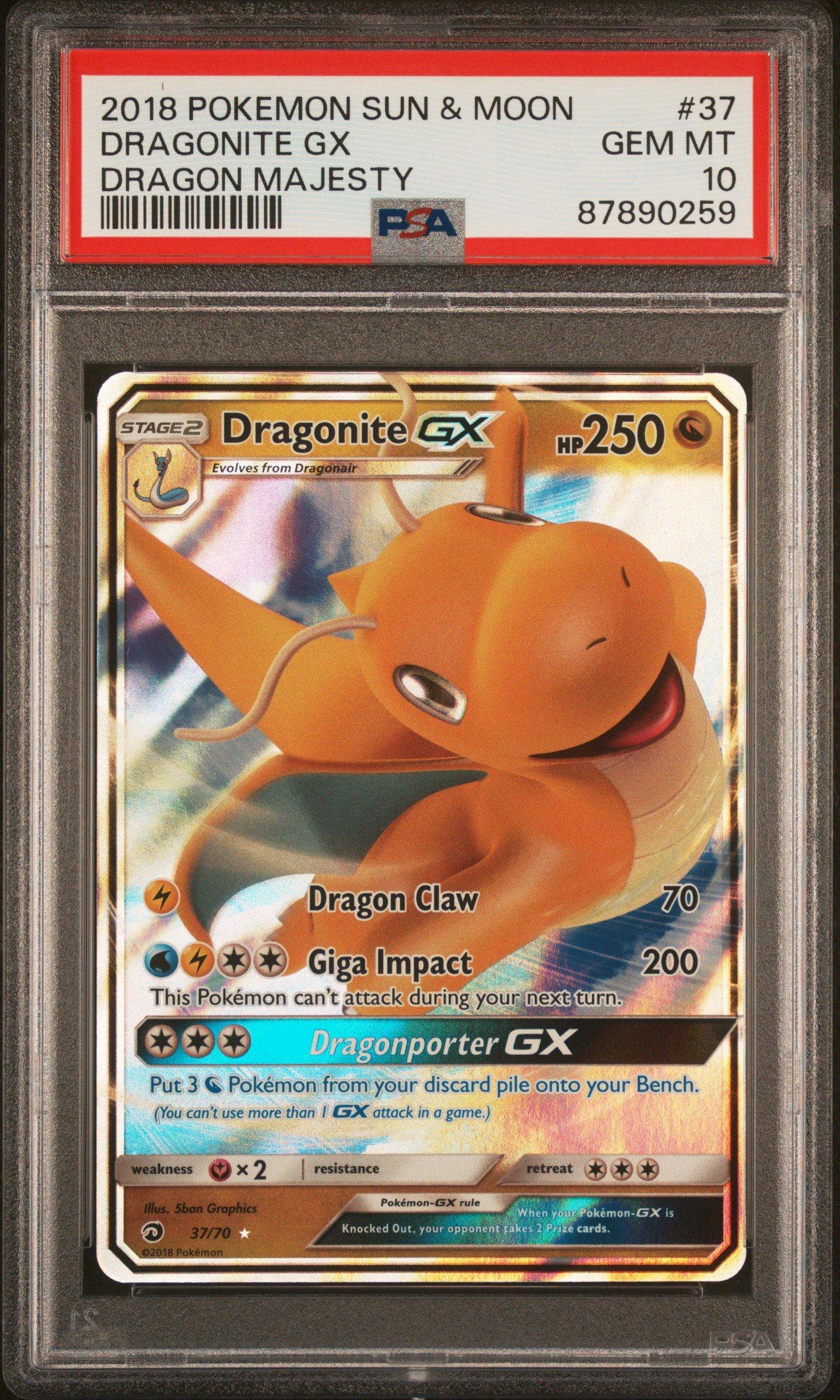2018 Pokemon Sun & Moon Dragon Majesty 37 Dragonite Gx PSA 10 | GameStop