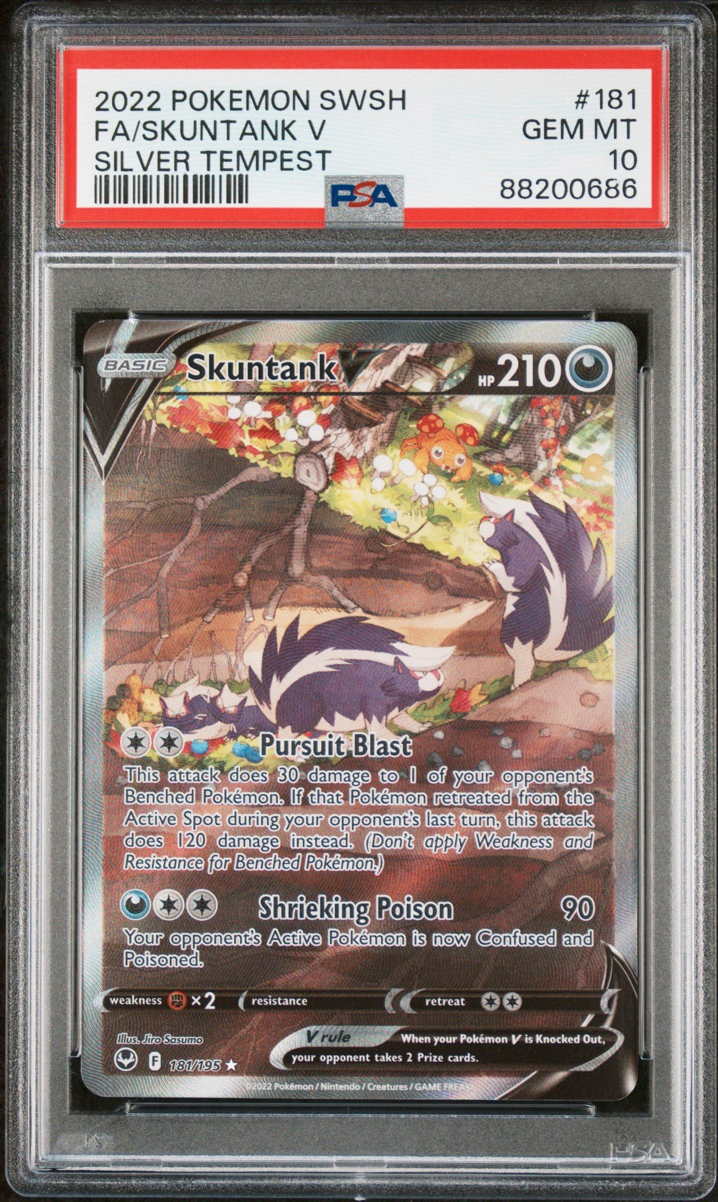 2022 Pokemon Sword & Shield Silver Tempest 181 Full Art/skuntank V PSA ...