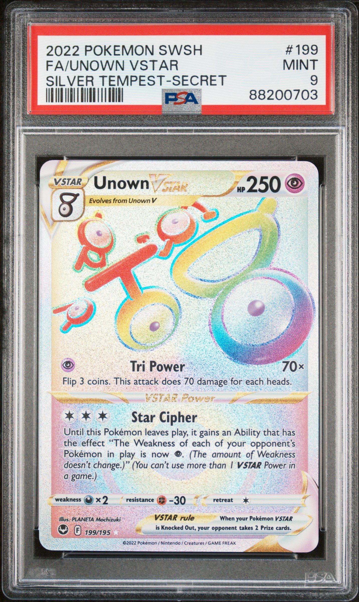 2022 Pokemon Sword & Shield Silver Tempest 199 Full Art/unown Vstar ...