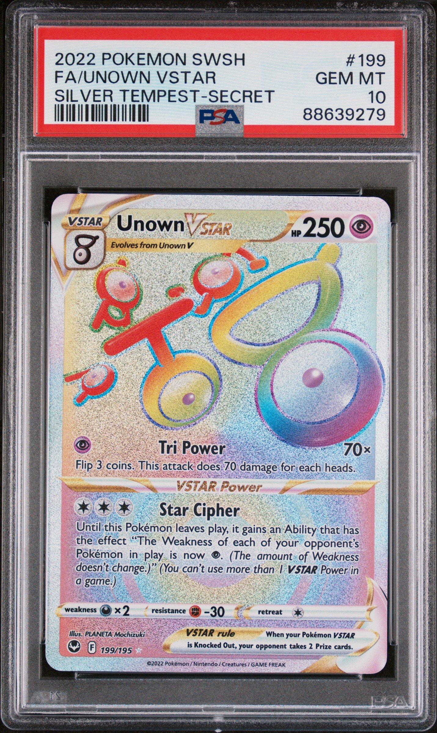 2022 Pokemon Sword & Shield Silver Tempest 199 Full Art/unown Vstar ...