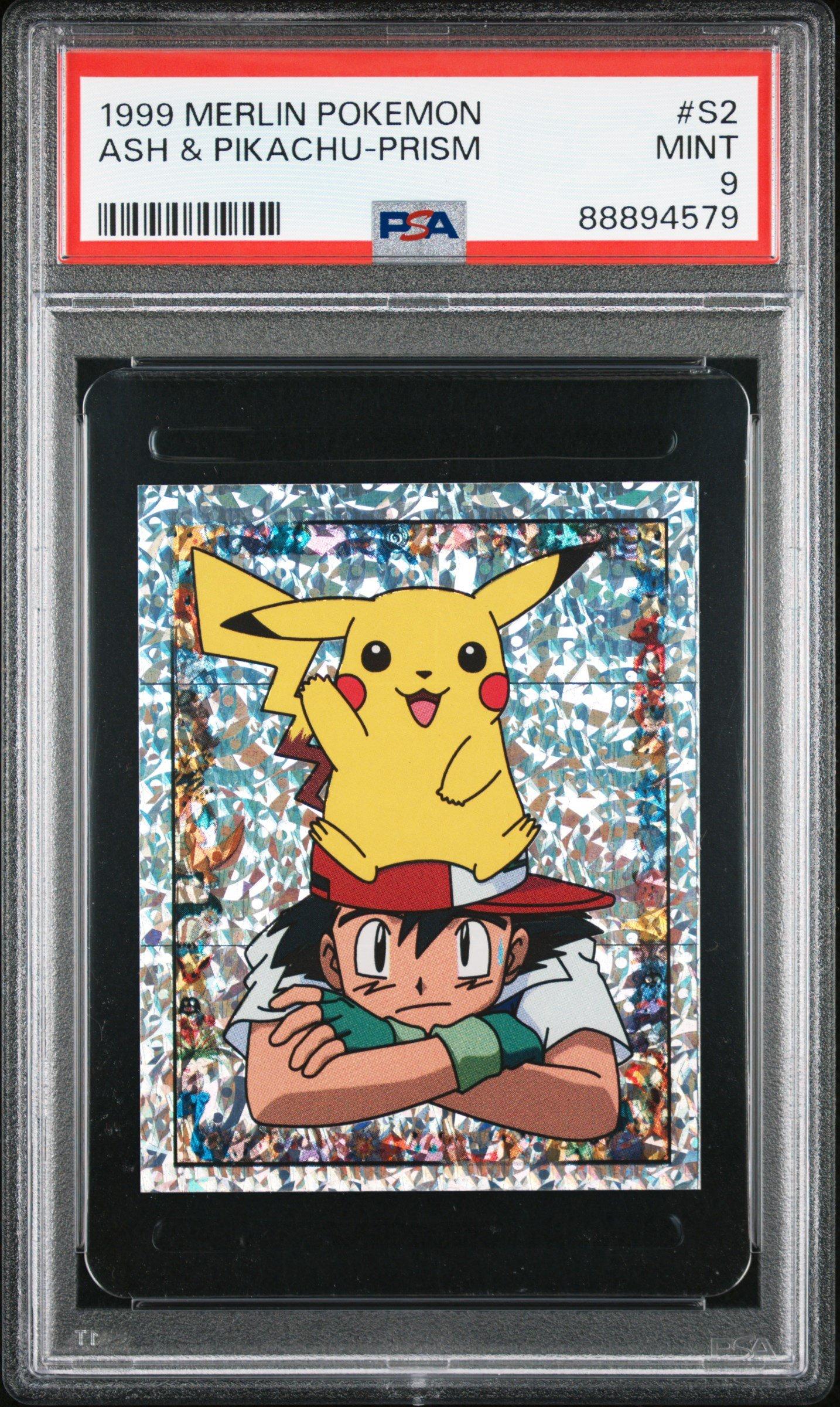 1999 Merlin Pokemon S2 Ash & Pikachu-prism PSA 9 | GameStop
