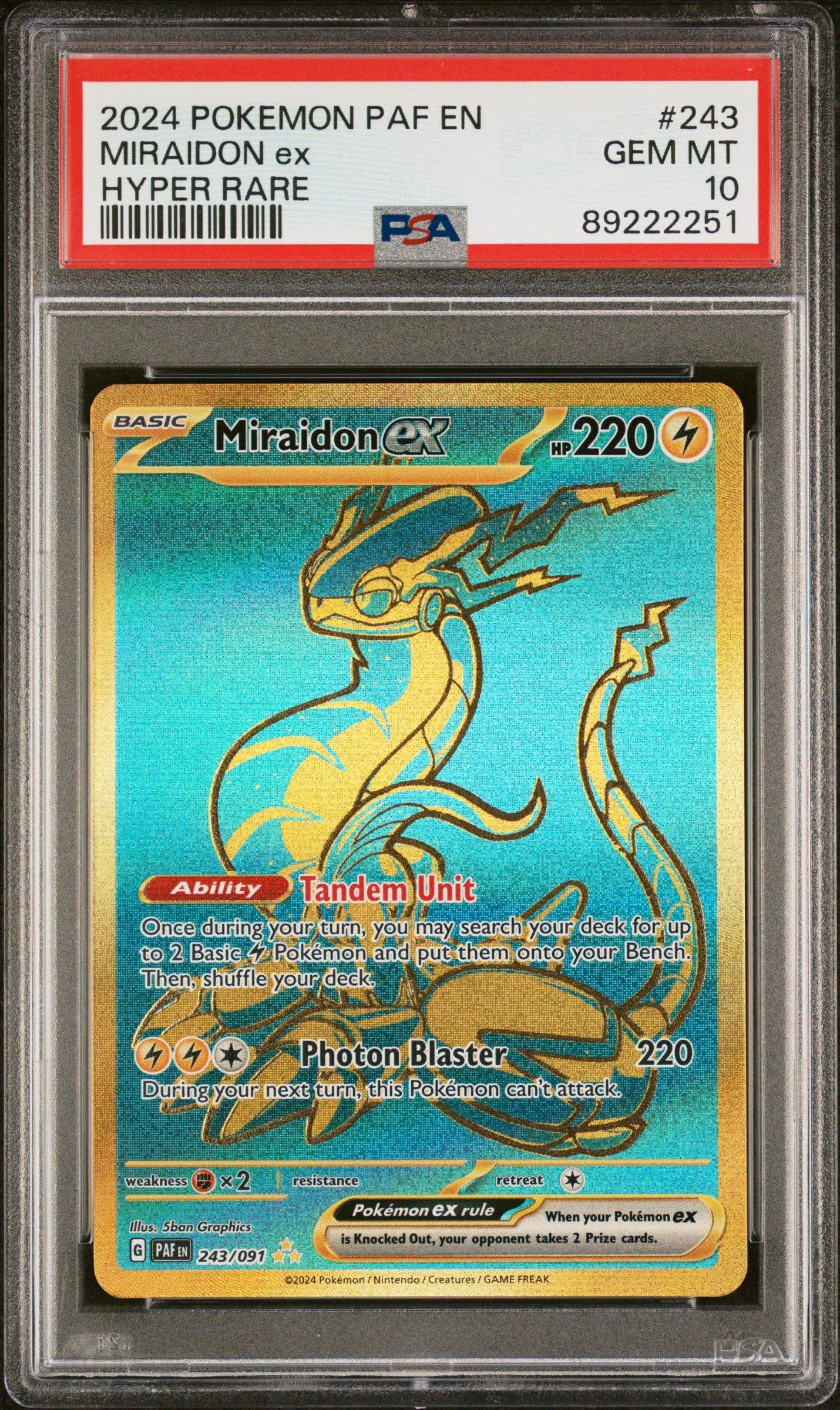 2024 Pokemon Paf En-paldean Fates 243 Miraidon Ex Hyper Rare PSA 10 ...