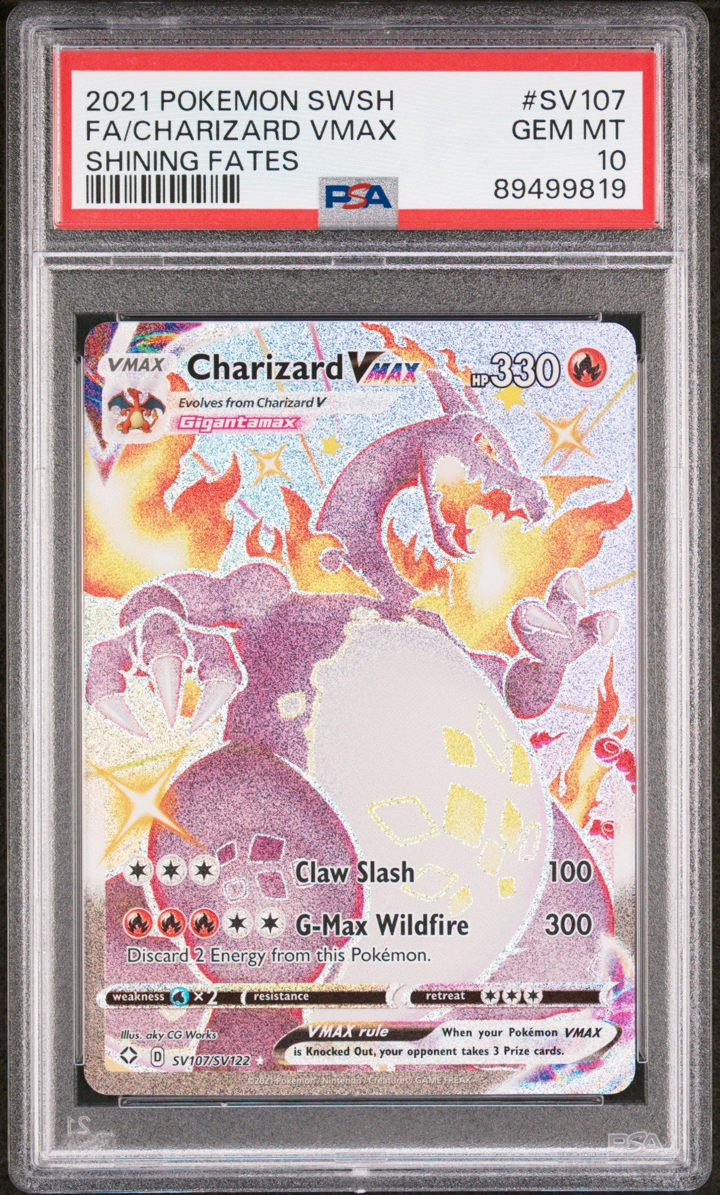 2021 Pokemon Sword & Shield Shining Fates Sv107 Full Art/charizard Vmax ...