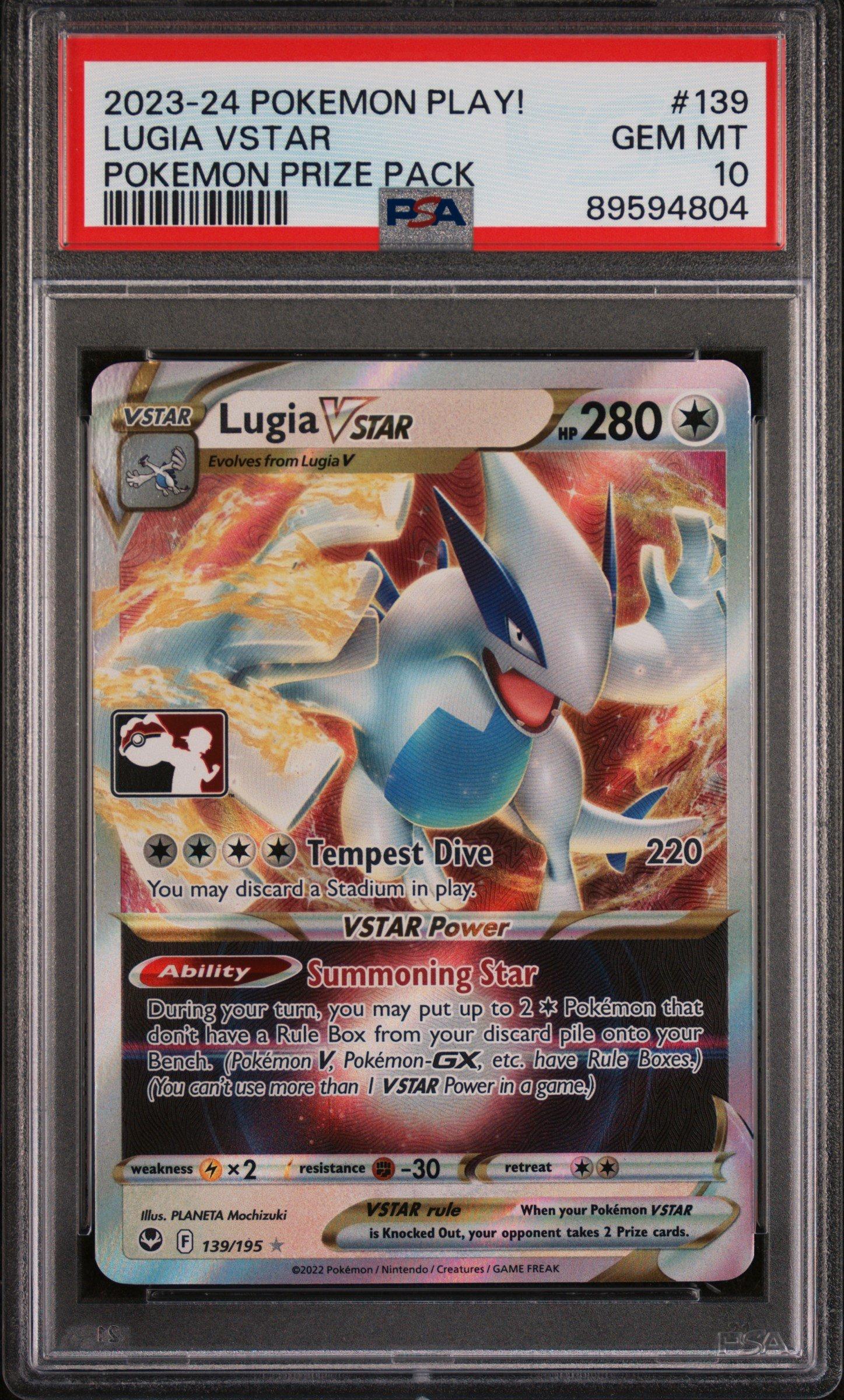 2023-2024 Pokemon Play! Pokemon Prize Pack 139 Lugia Vstar PSA 10 ...