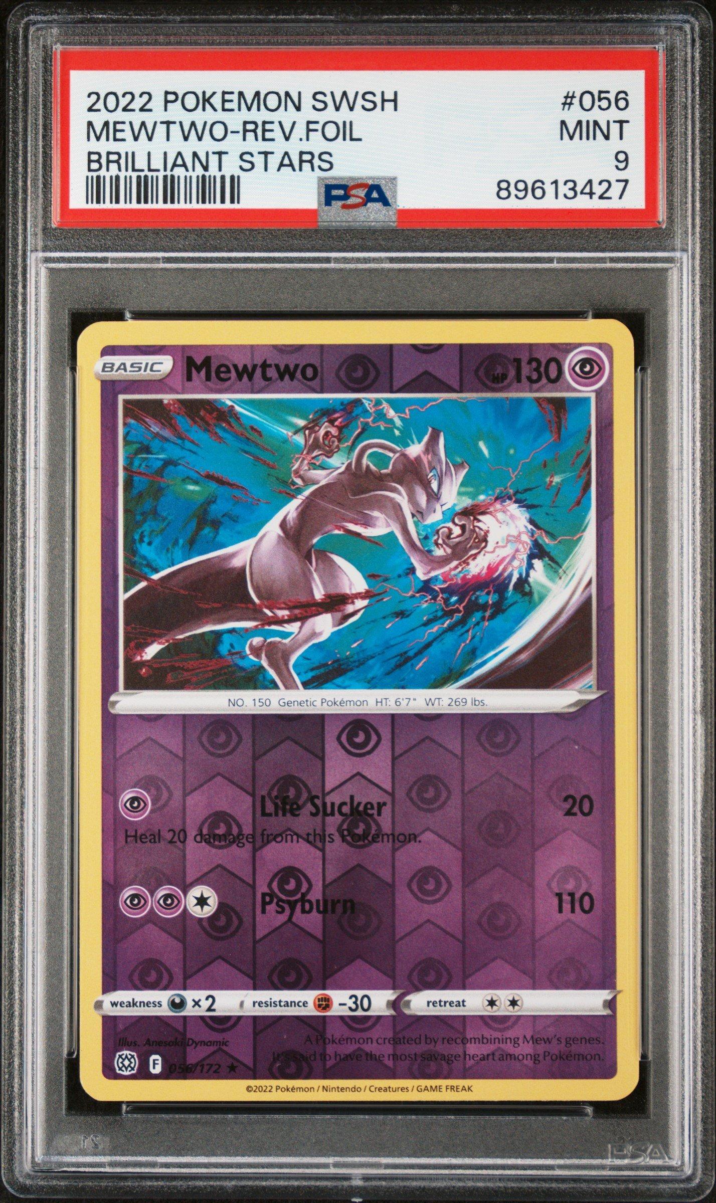 2022 Pokemon Sword & Shield Brilliant Stars 056 Mewtwo-reverse Foil PSA ...