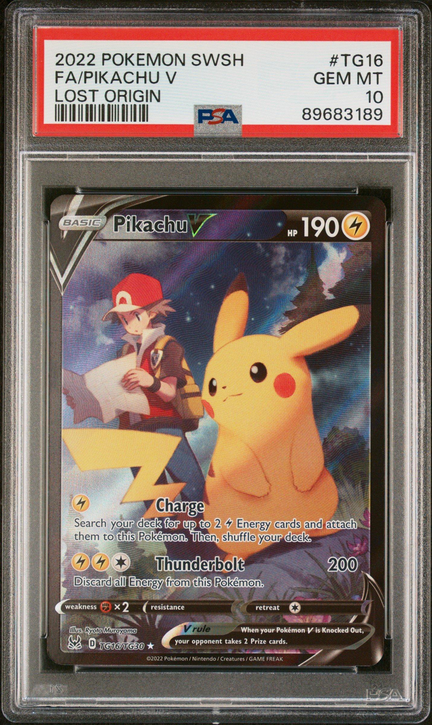 2022 Pokemon Sword & Shield Lost Origin Tg16 Full Art/pikachu V PSA 10 ...